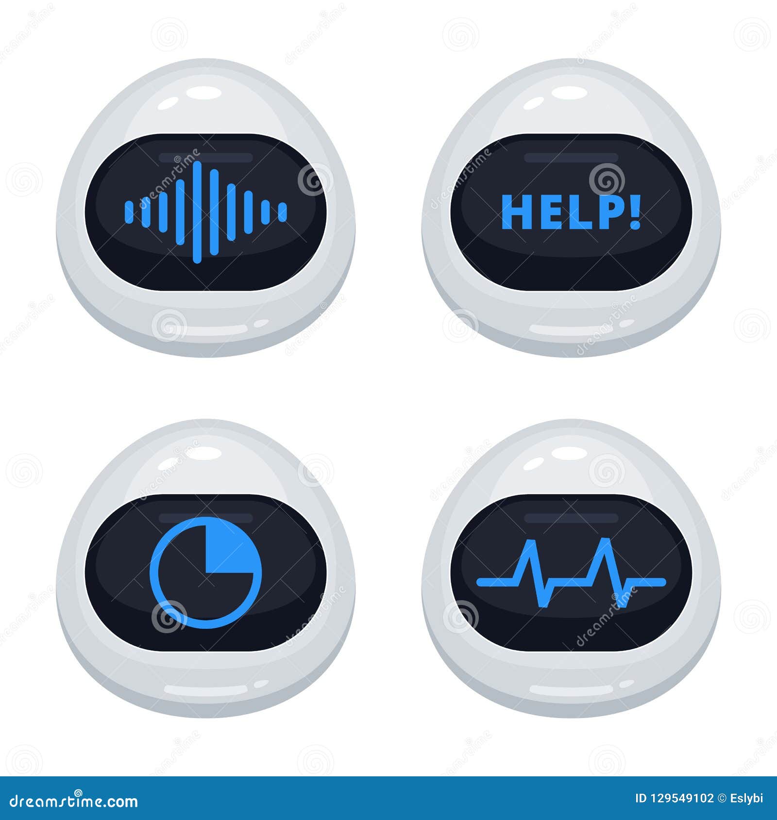 Vector Set of Robot Emoticons Stock Vector - Illustration of head ...