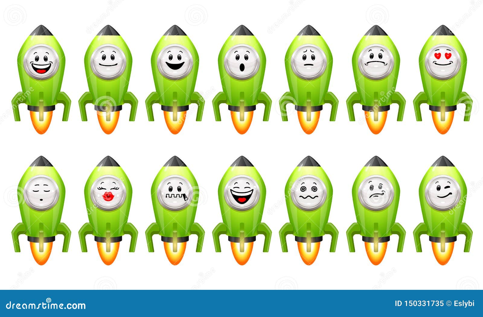 Vector Set of Rocket Emoticons. Stock Vector - Illustration of emoji ...