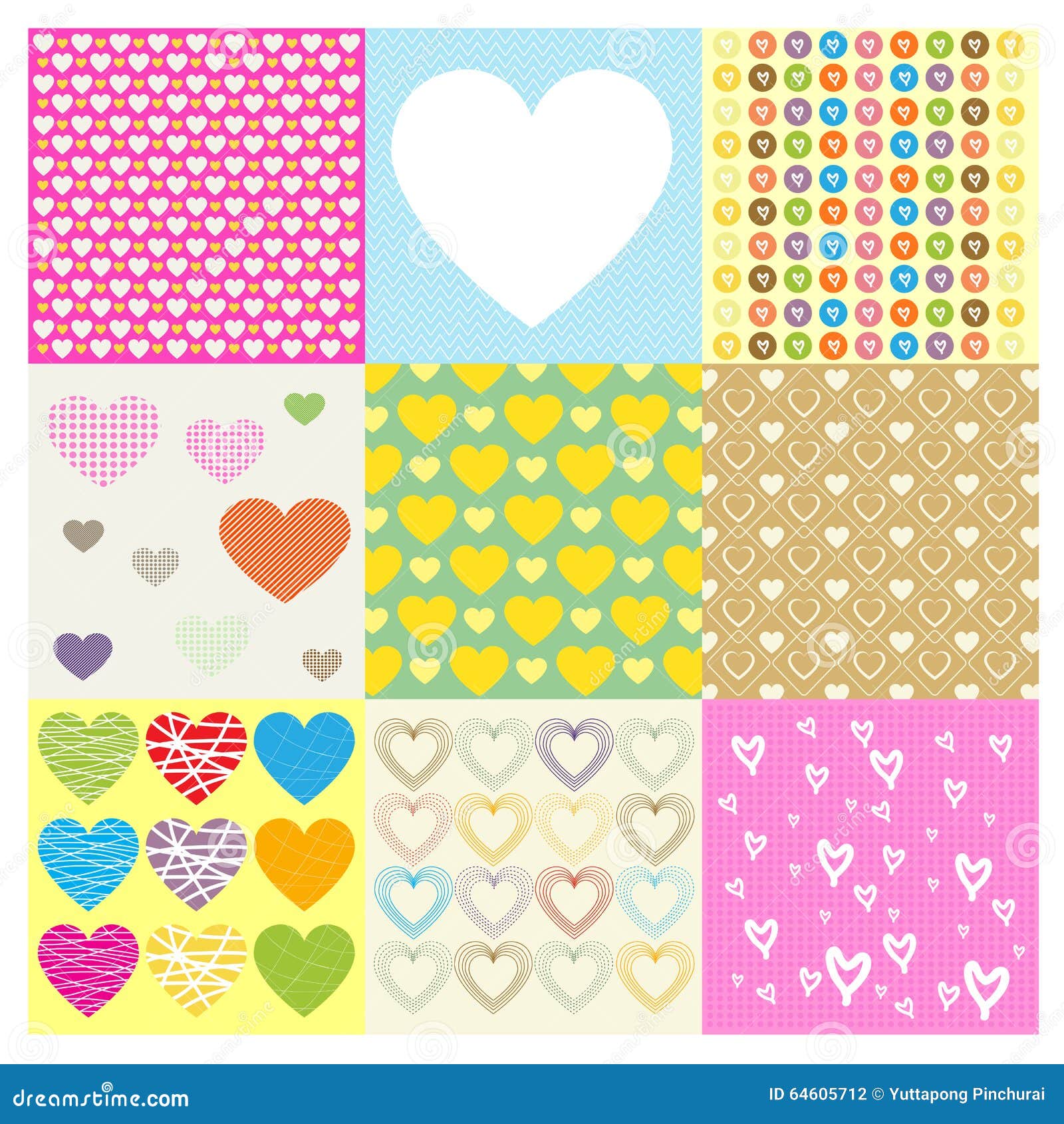 Vector Set Romantic Pattern Stock Vector - Illustration of graphic ...