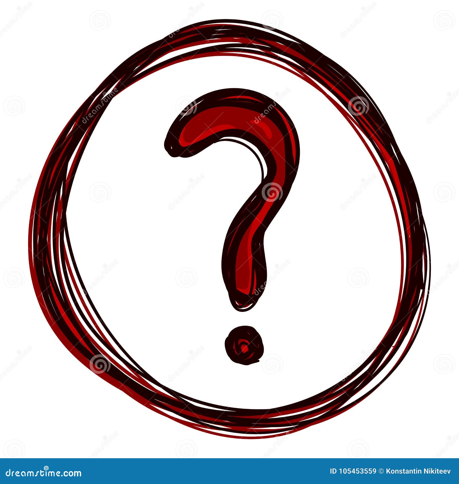 Vector Set of Red Sketch Question Mark in Doodle Circle Stock Vector ...