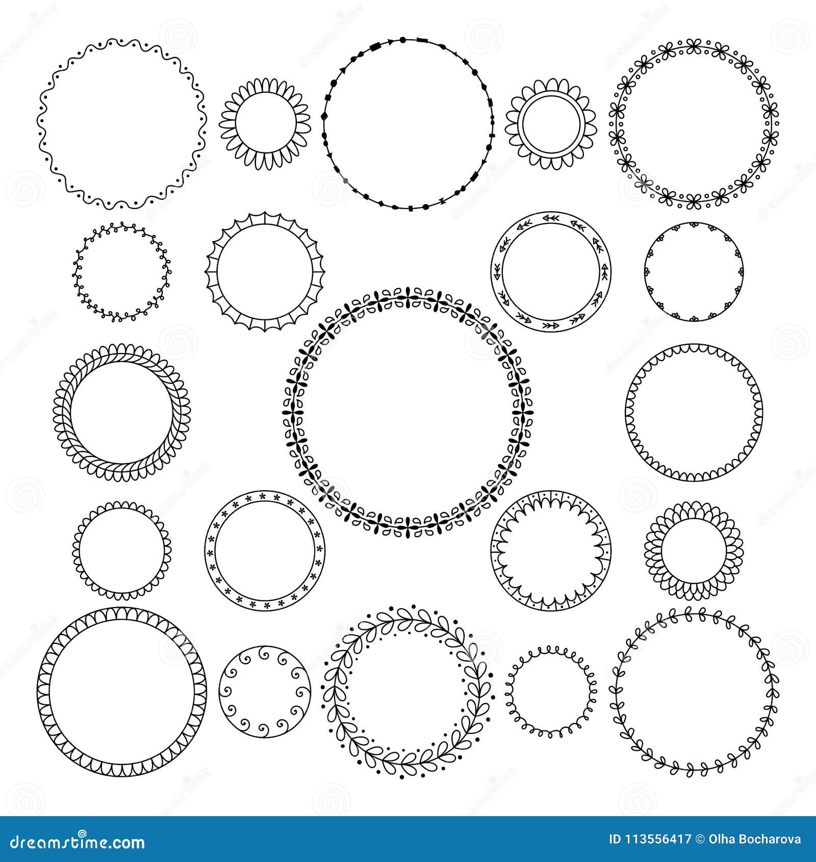 Vector Set of Round and Circular Decorative Frame for Design Stock ...