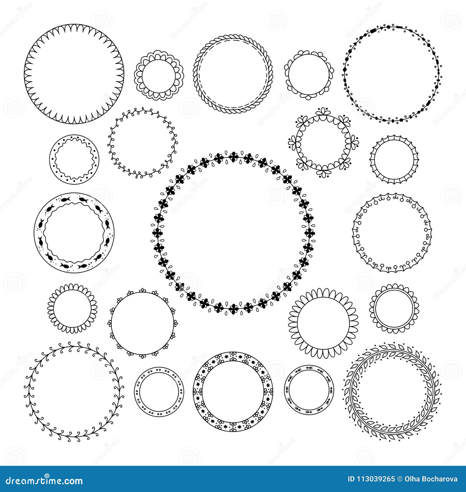 Vector Set of Round Decorative Frames for Design Stock Vector ...