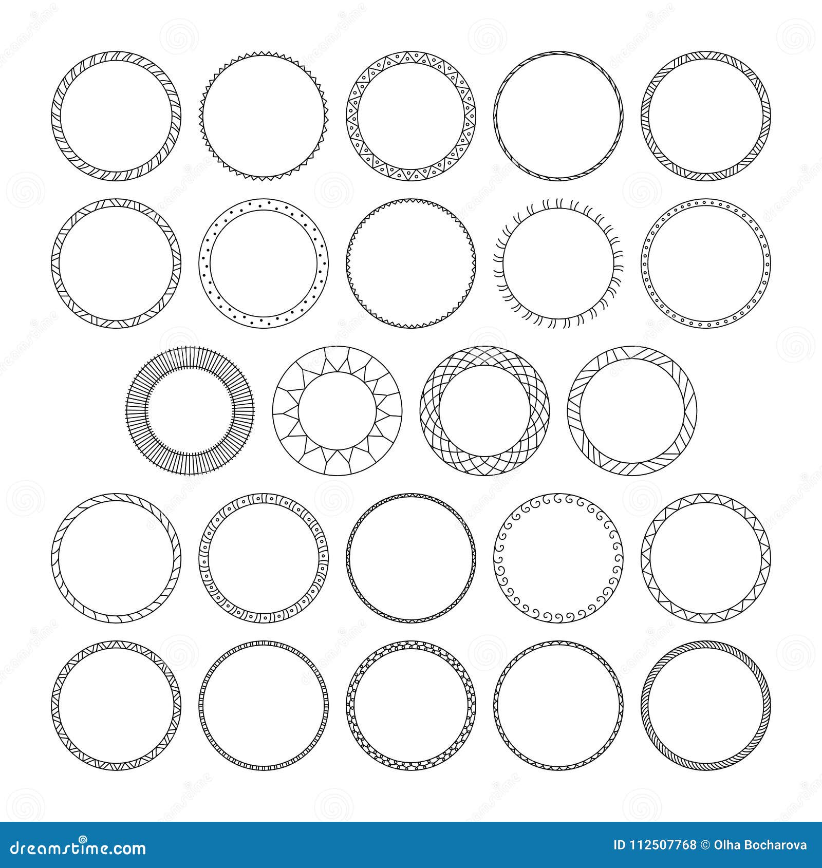 Vector Set Of Round Decorative Patterns Frame For Design ...