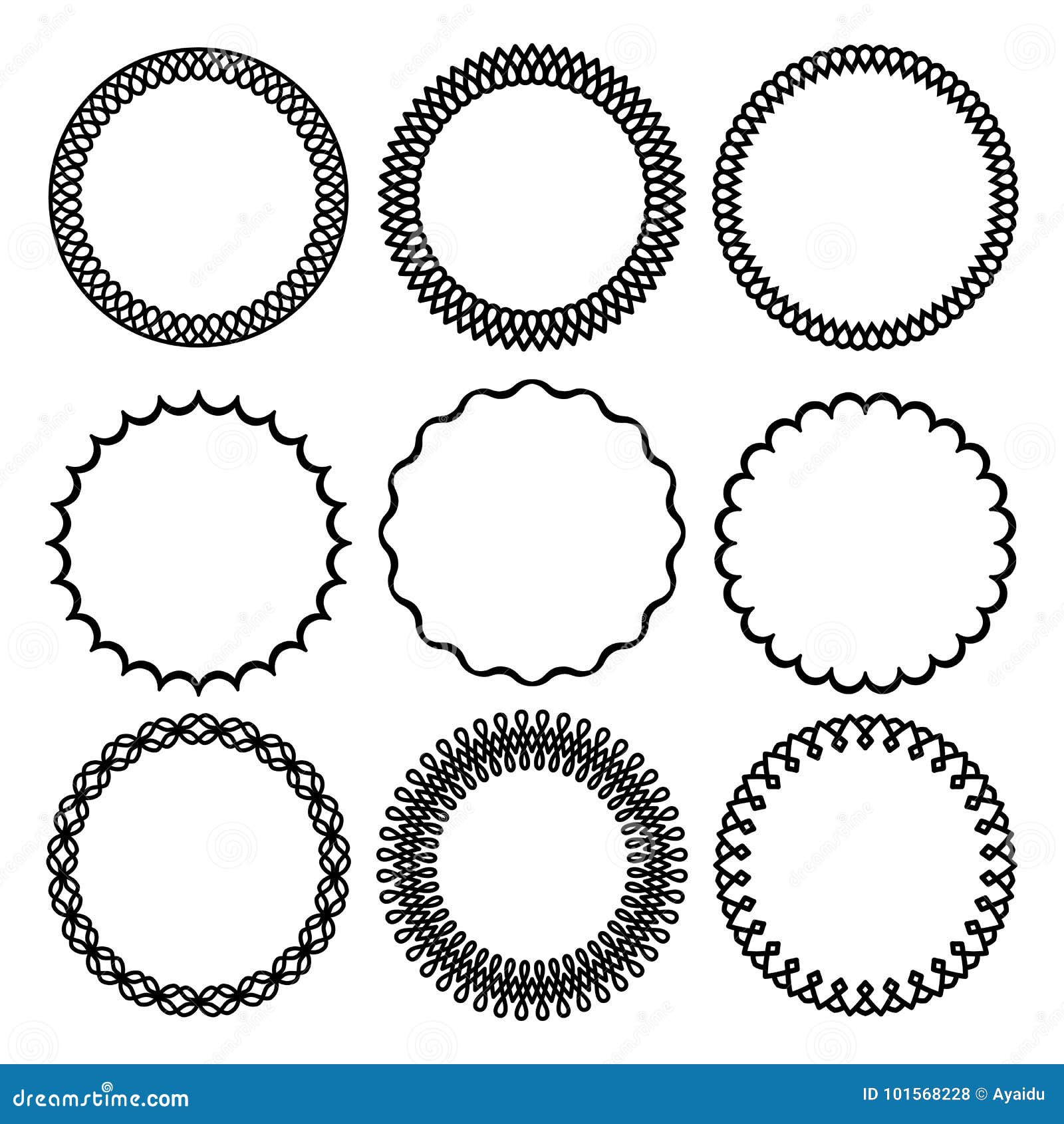 Vector set of round frames stock vector. Illustration of circle - 101568228
