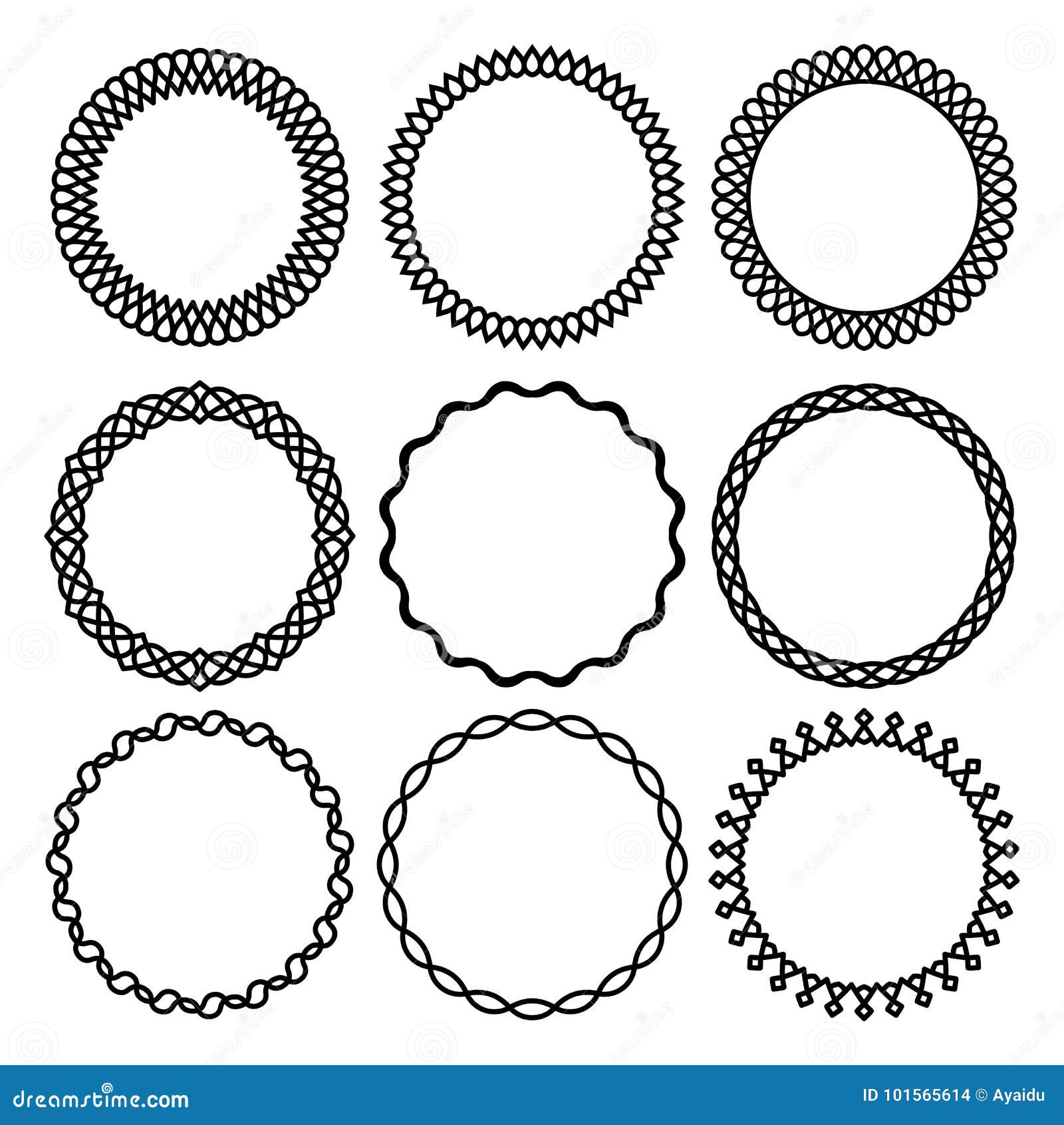 Vector Set of Round Frames Narrow Stock Vector - Illustration of ...