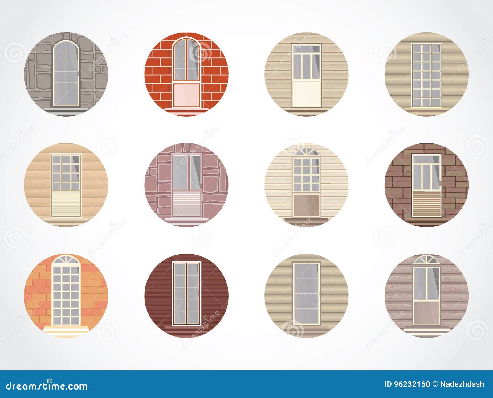 Vector Set of Round Icons of Doors. Stock Vector - Illustration of home ...