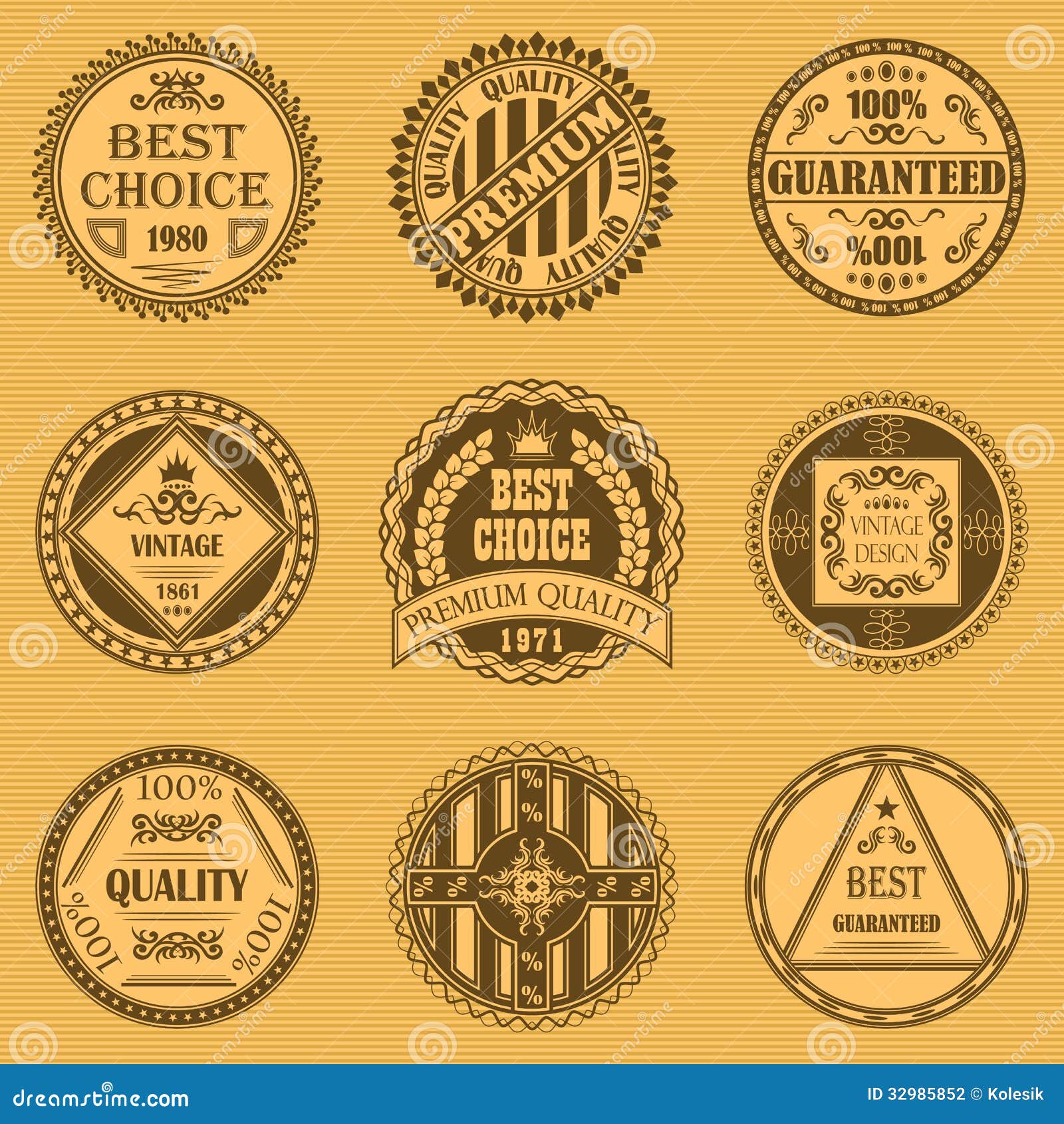 Vector set of round labels stock vector. Illustration of element - 32985852