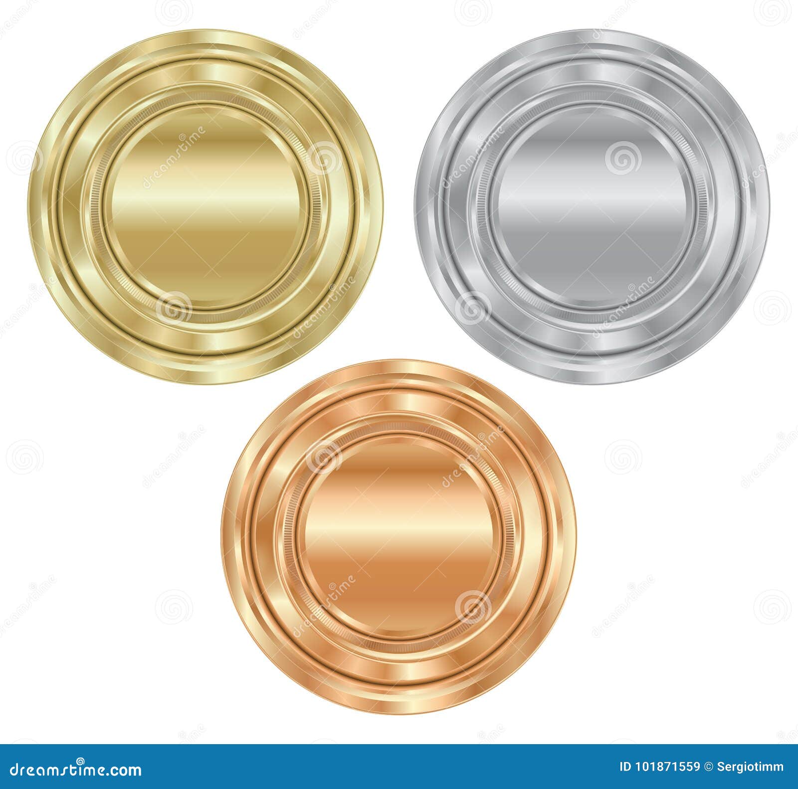 Vector Set Round Medals of Gold, Silver, Bronze Stock Vector ...