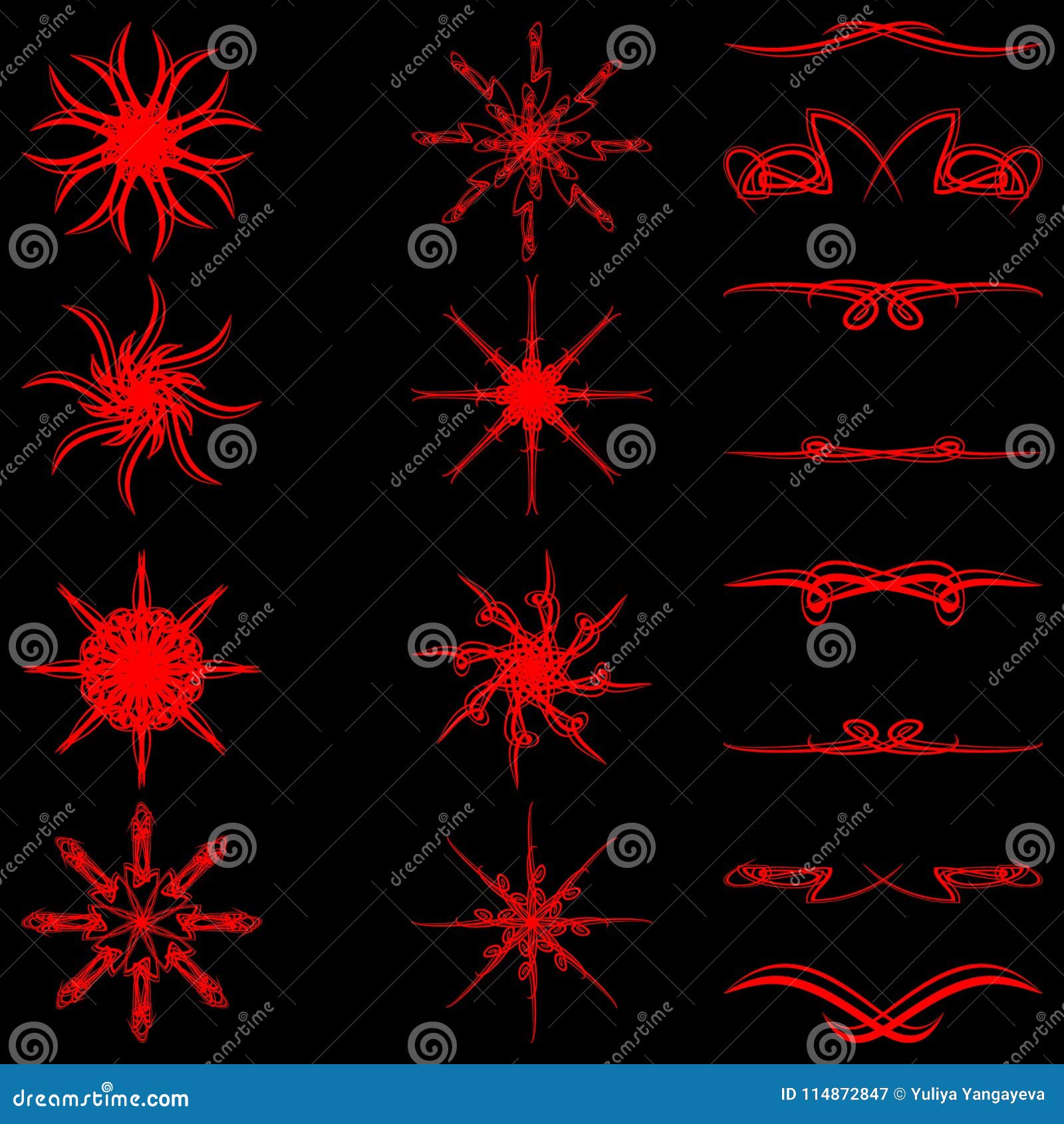 Vector Set of Round Ornaments and Horizontal Vintage Elements for ...