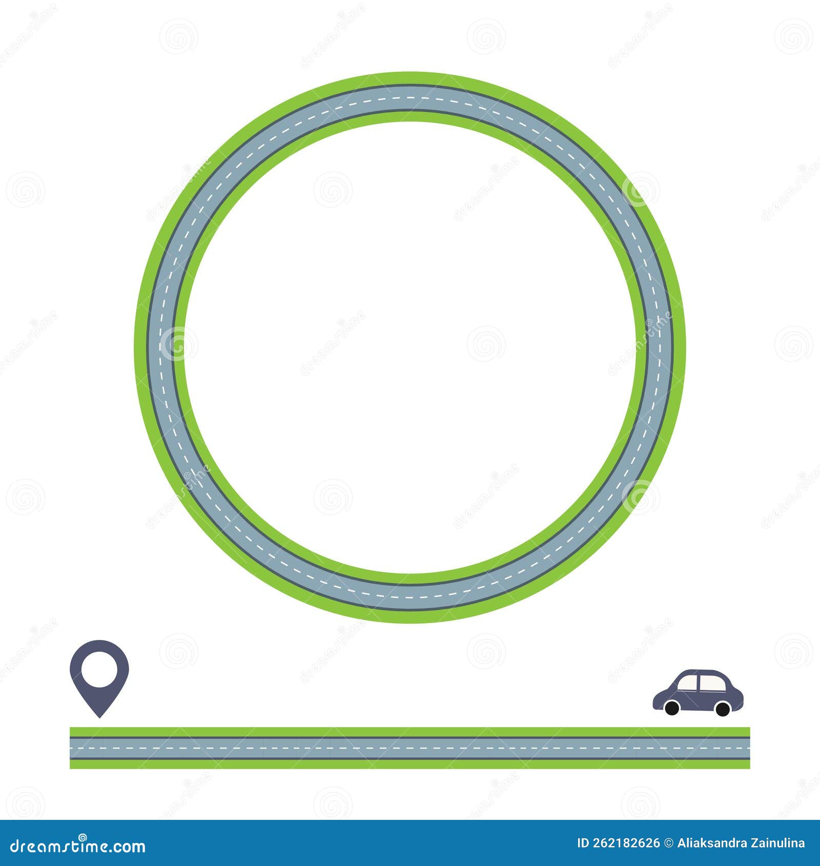 Vector Set with Round Road and Straight Stock Vector - Illustration of ...
