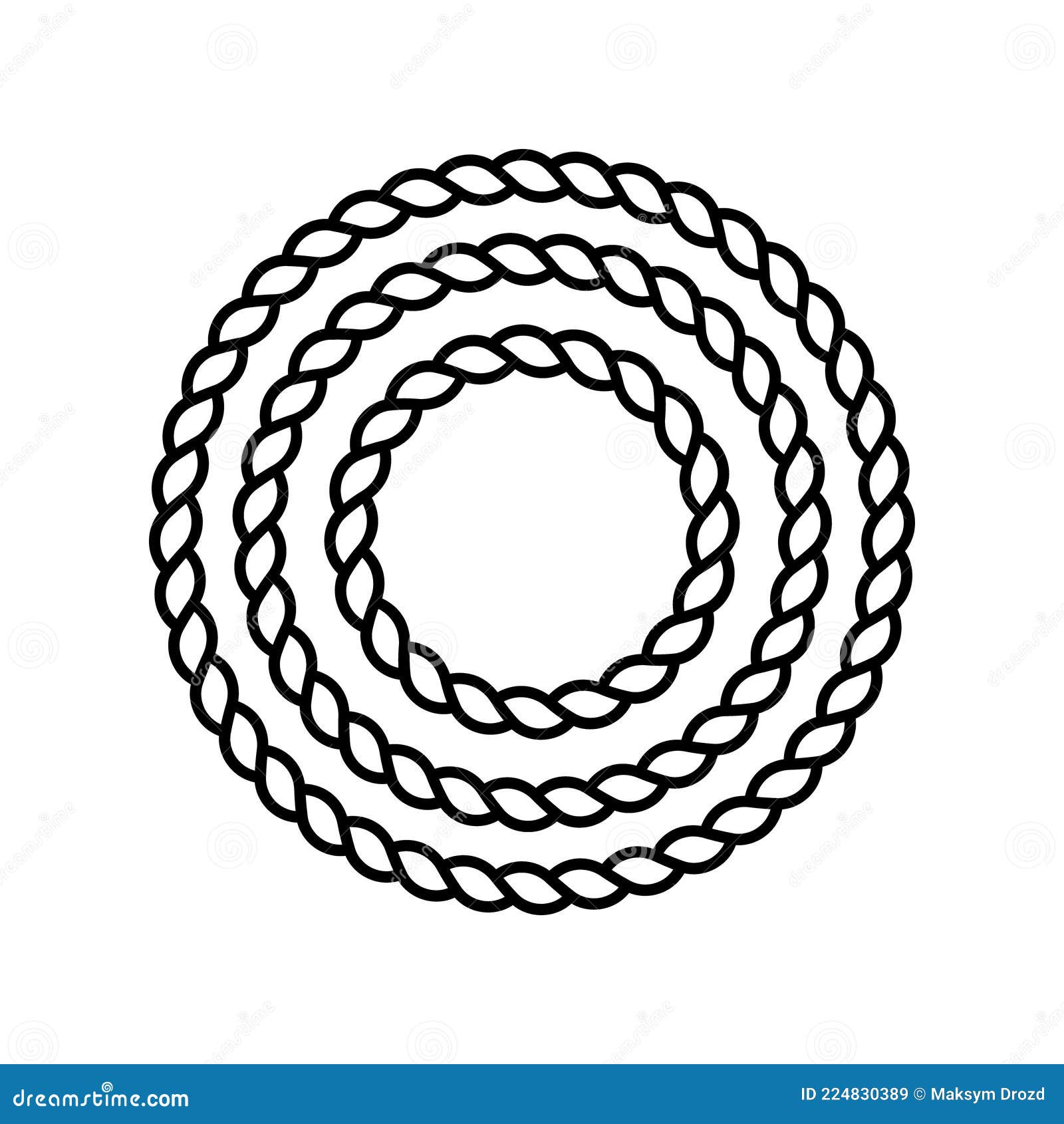 Vector Set of Round Rope Frame. Stock Vector - Illustration of nautical ...