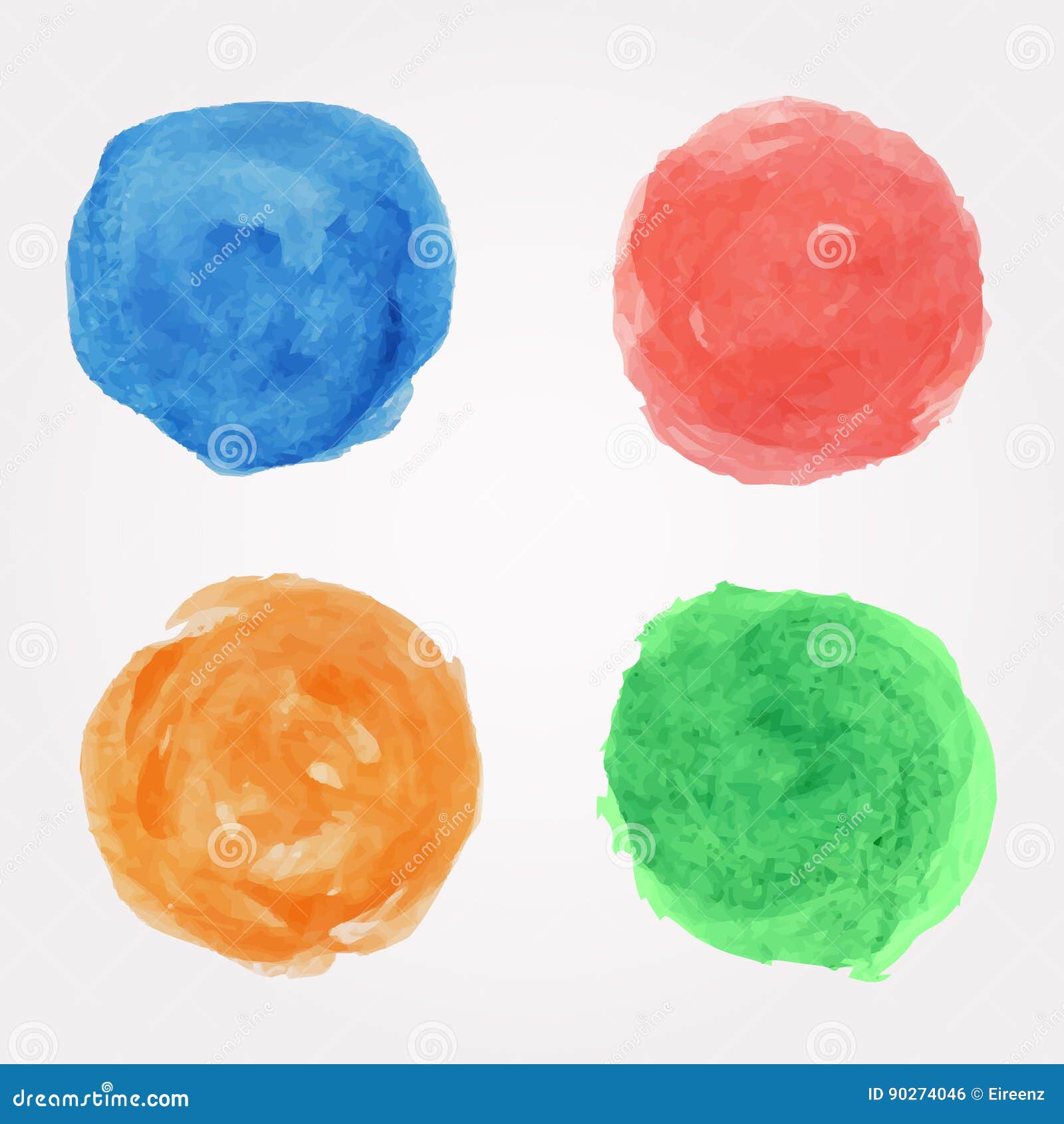 Vector Set of Round Watercolor Design Elements Stock Vector ...