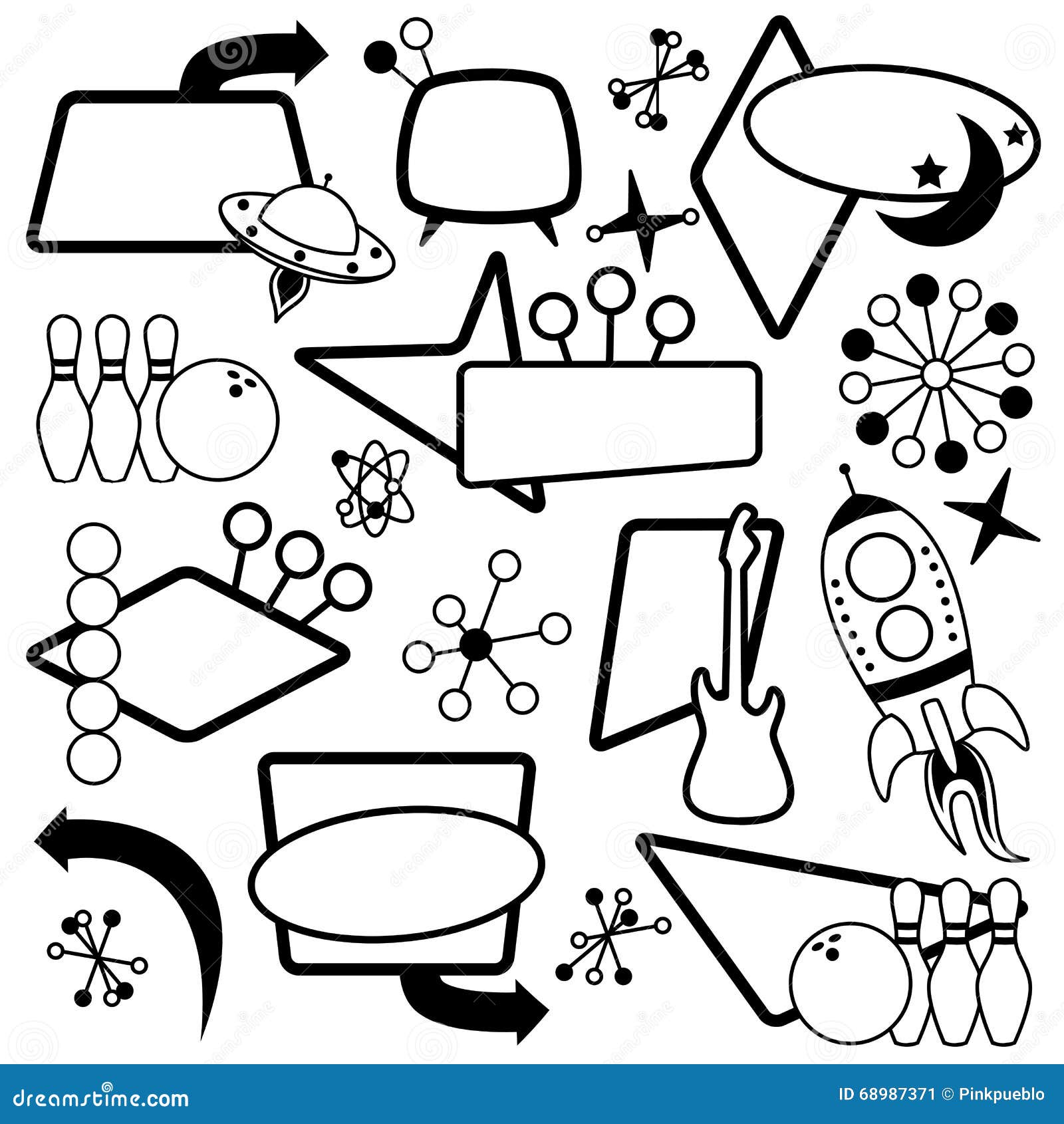 Vector Set of 1950s or Retro Themed Signs Stock Vector - Illustration ...