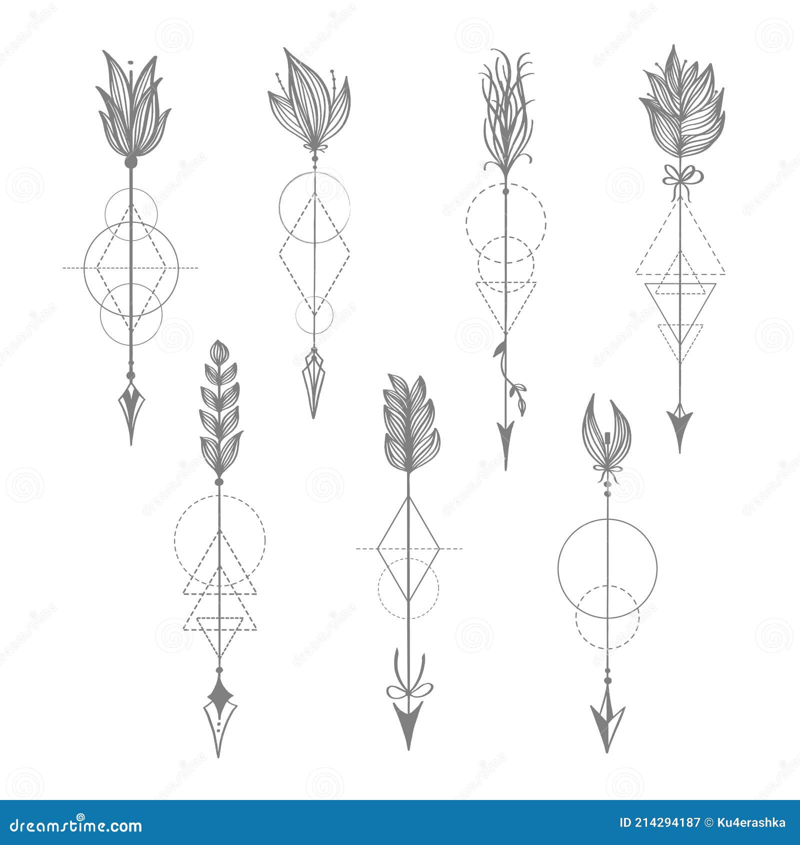 Vector Set of Sacred Geometric Symbols with Arrows on White Background ...