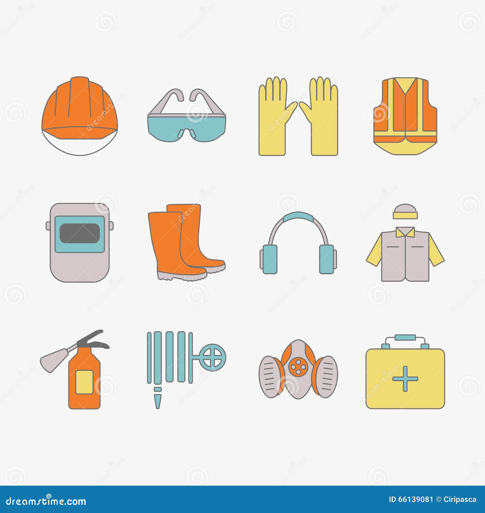 Vector Set of Safety Work Icons, Including Tools. Stock Vector ...