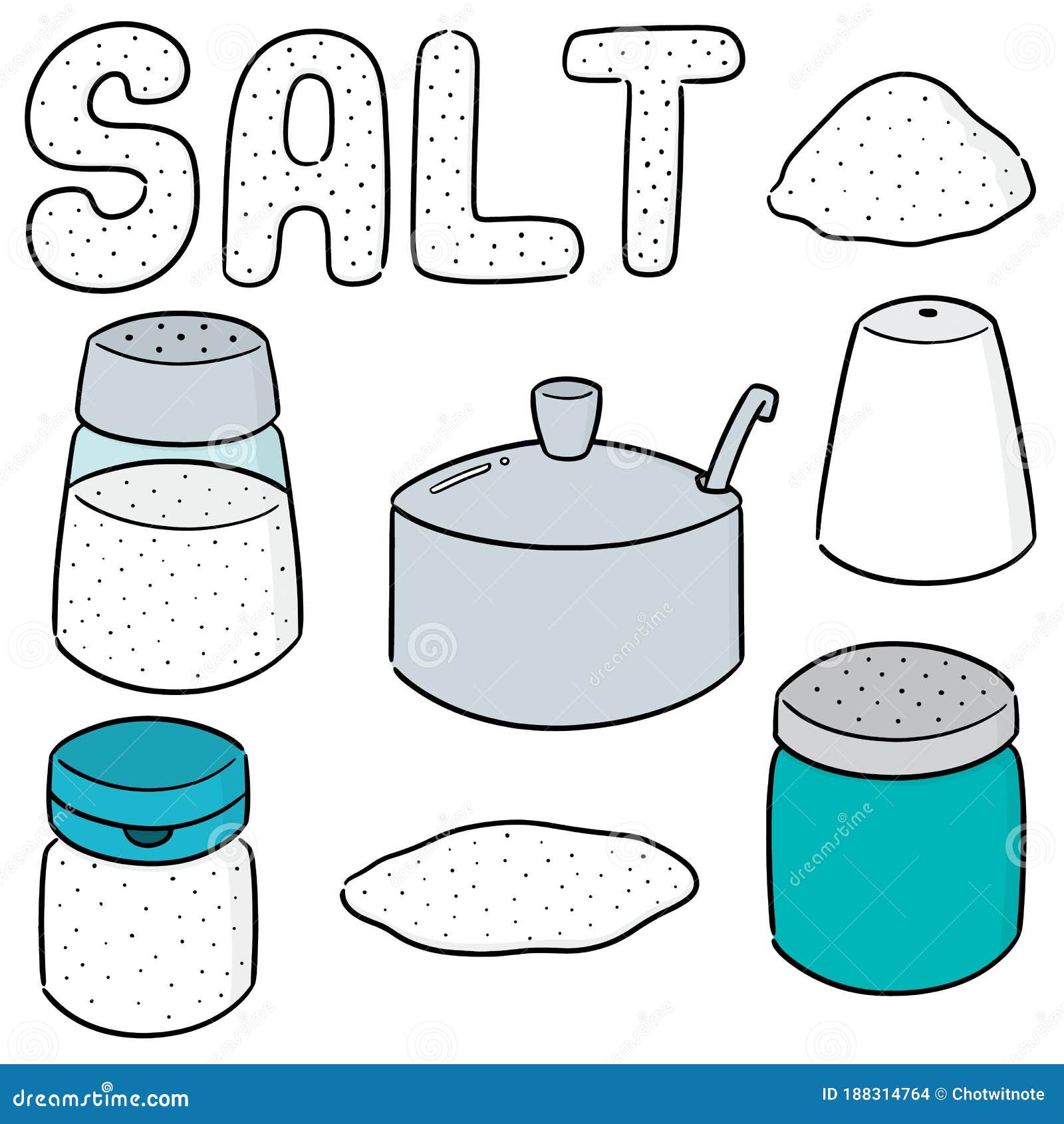 Vector set of salt stock vector. Illustration of mineral - 188314764