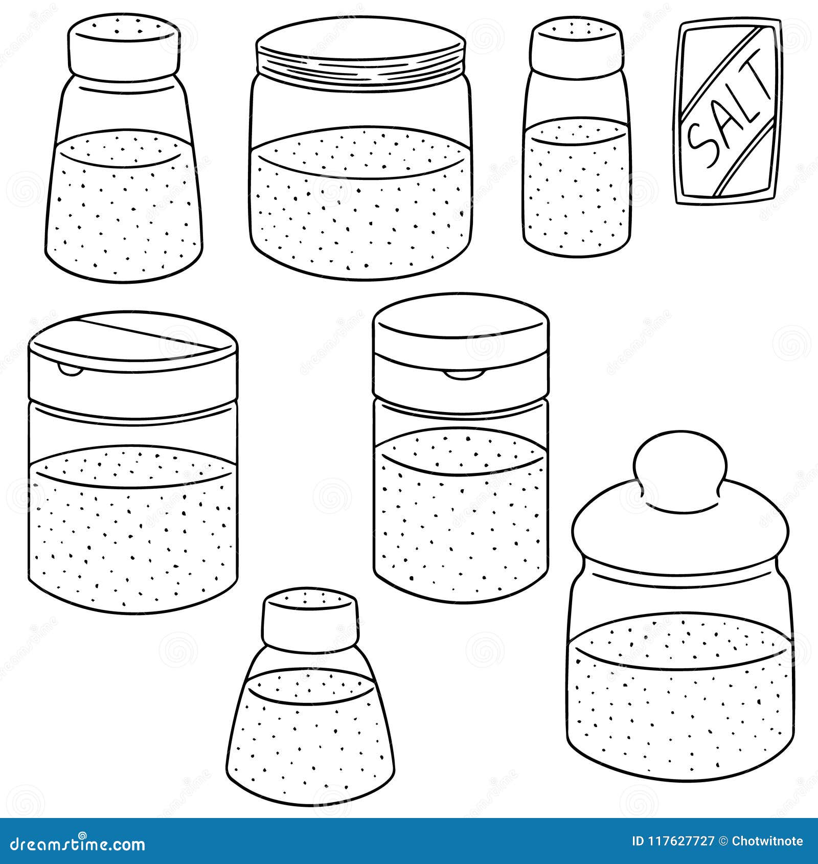 Vector set of salt stock vector. Illustration of dinner - 117627727