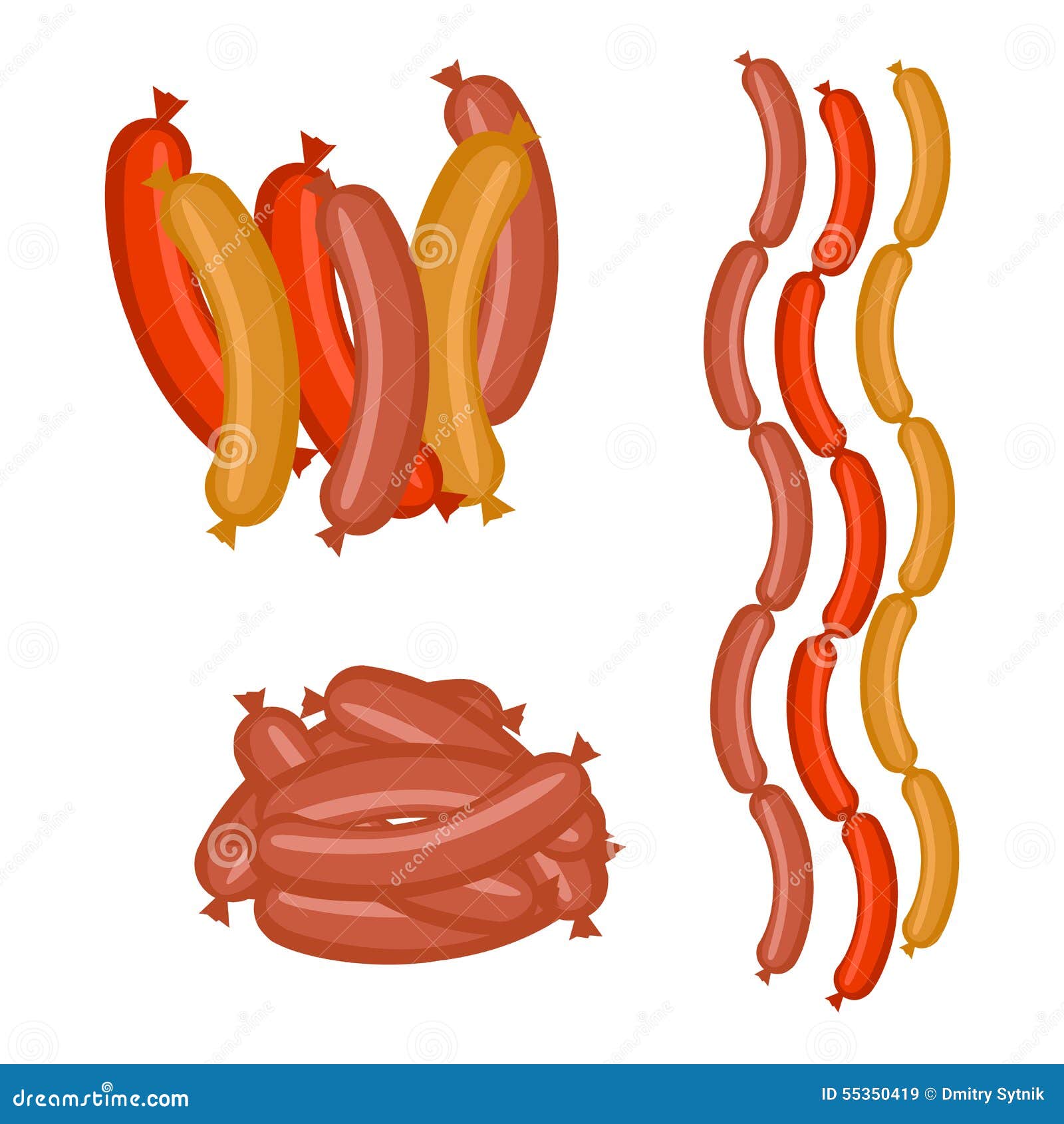 Vector Set Sausages in Colors Stock Illustration - Illustration of ...