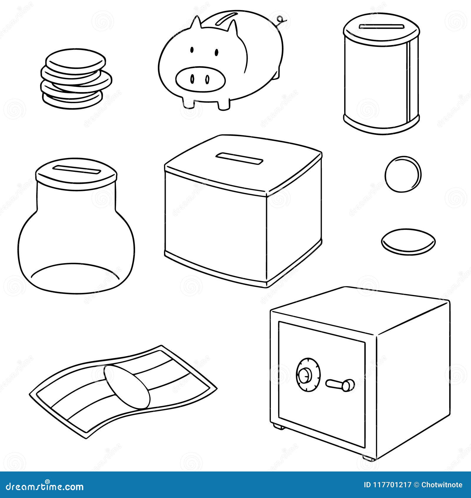 Vector set of saving money stock vector. Illustration of line - 117701217