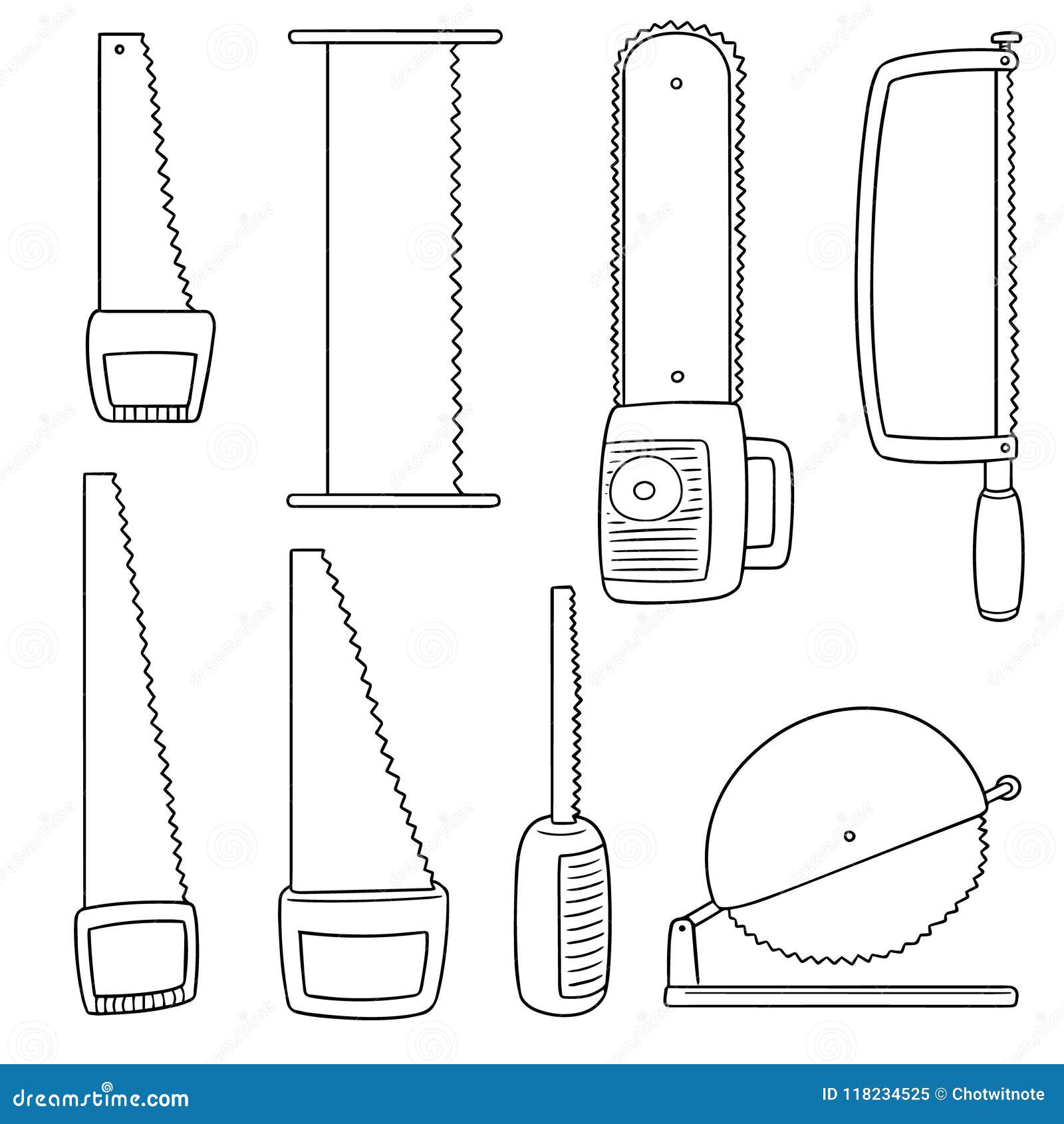 Vector set of saw stock vector. Illustration of blade - 118234525