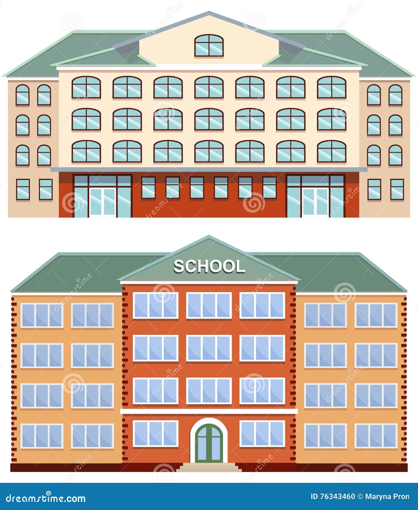 Vector Set of School Buildings on White Background. Stock Vector ...