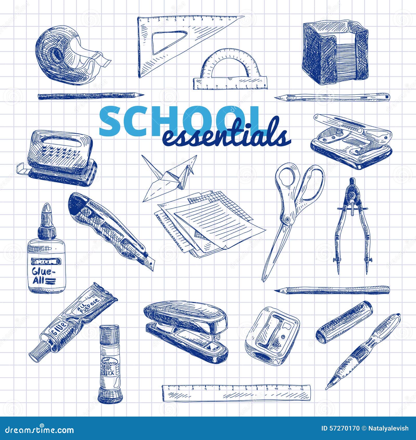 Vector set of school items stock vector. Illustration of dividers ...