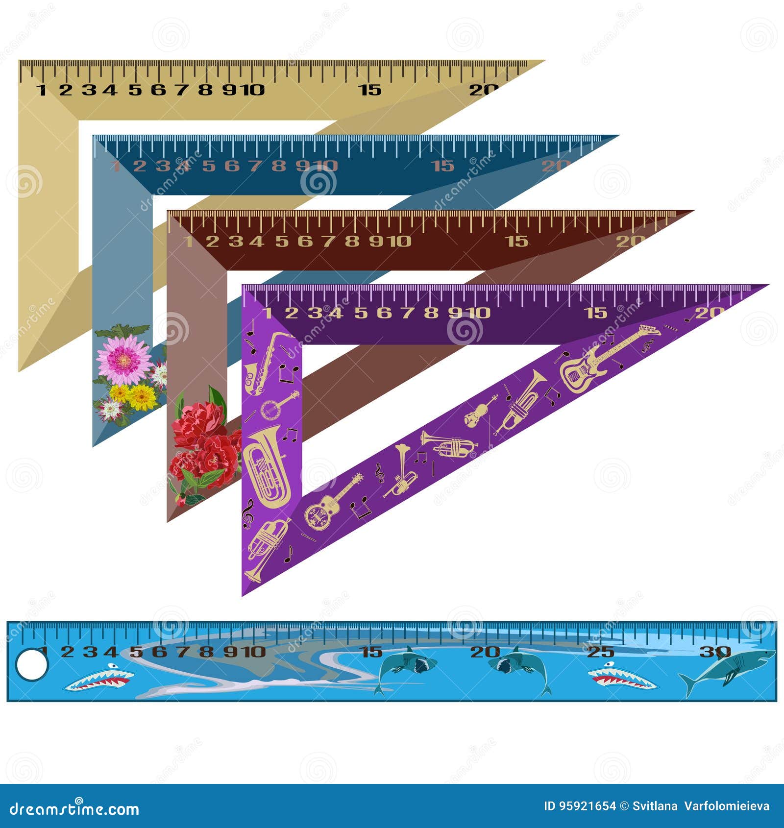 Vector Set of School Rulers in Flat Style Stock Vector - Illustration ...