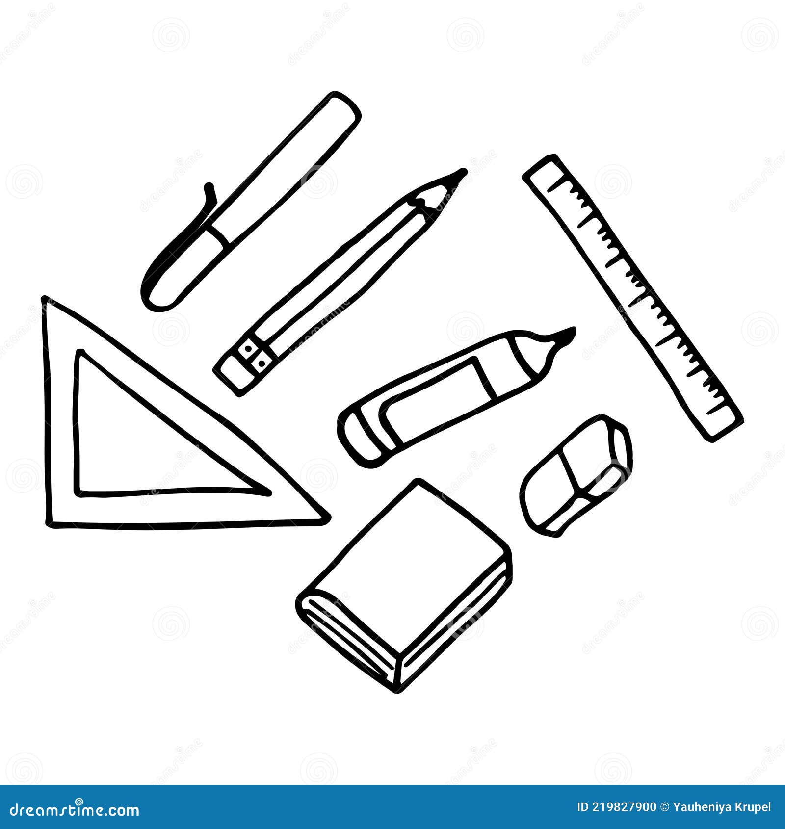 Vector Set of School Supplies in Doodle Style Stock Vector ...