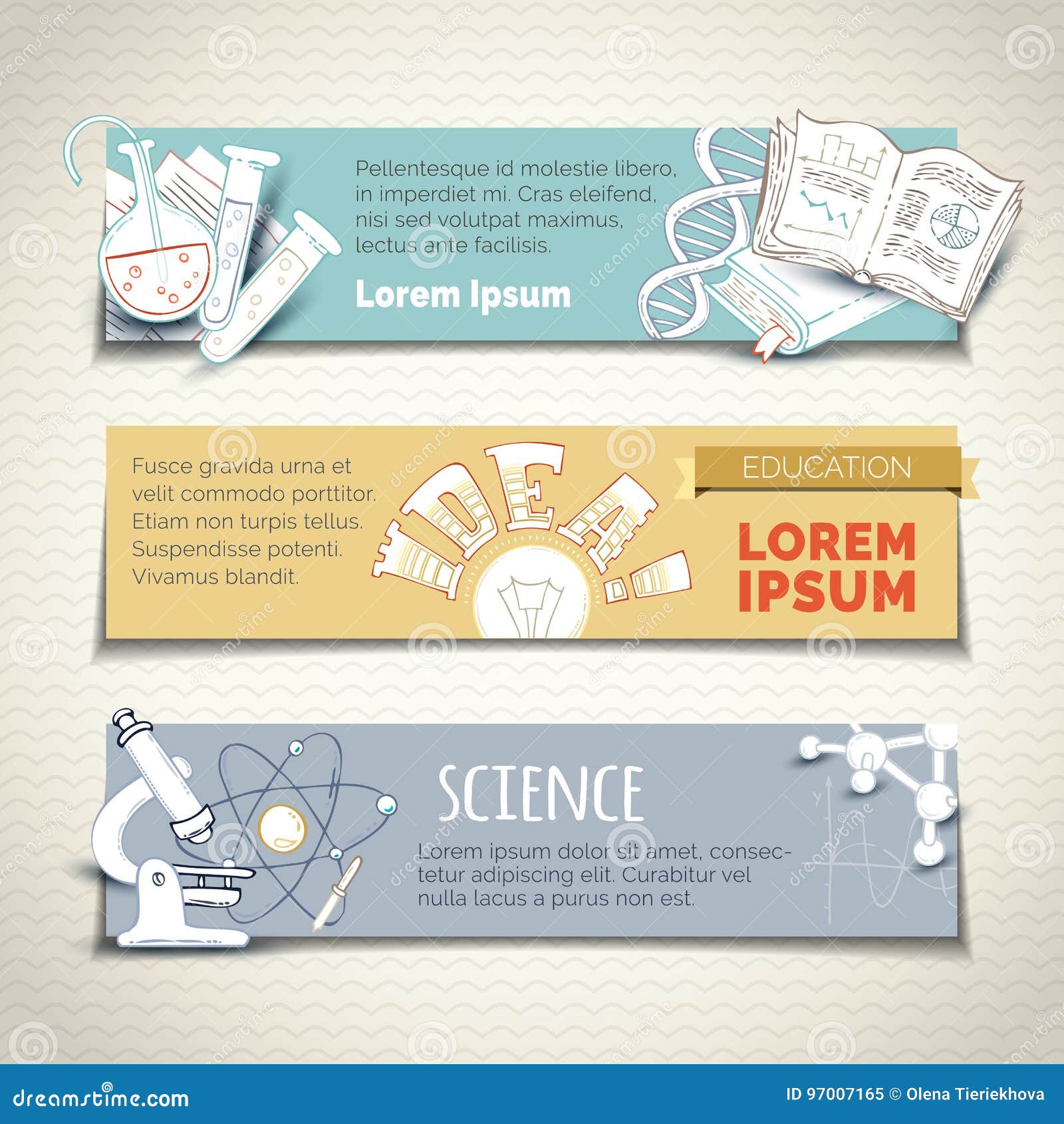 Vector Set of Science and Education Horizontal Banners. Stock Vector ...