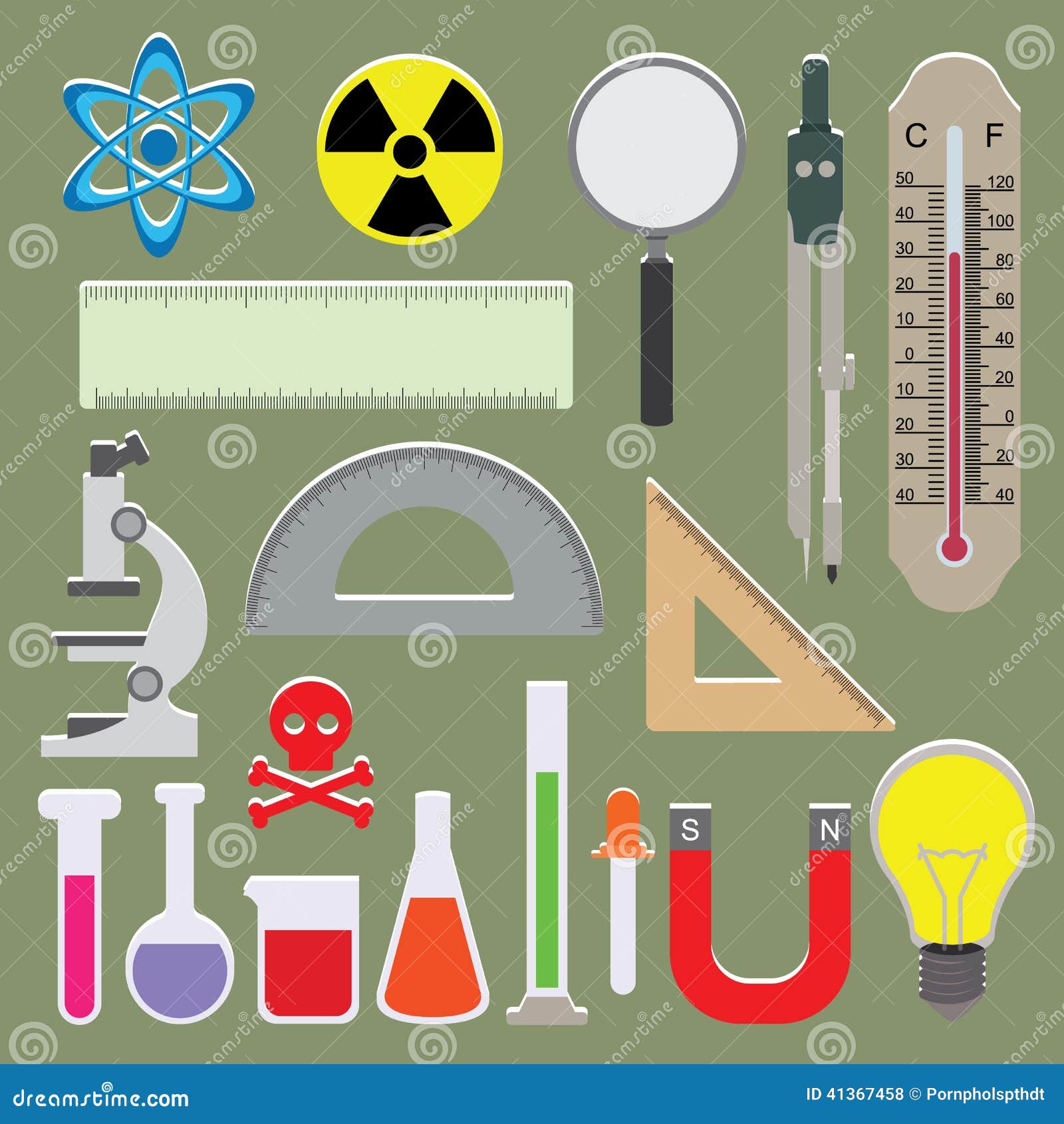 Vector Set of Science Icons Stock Vector - Illustration of scientific ...
