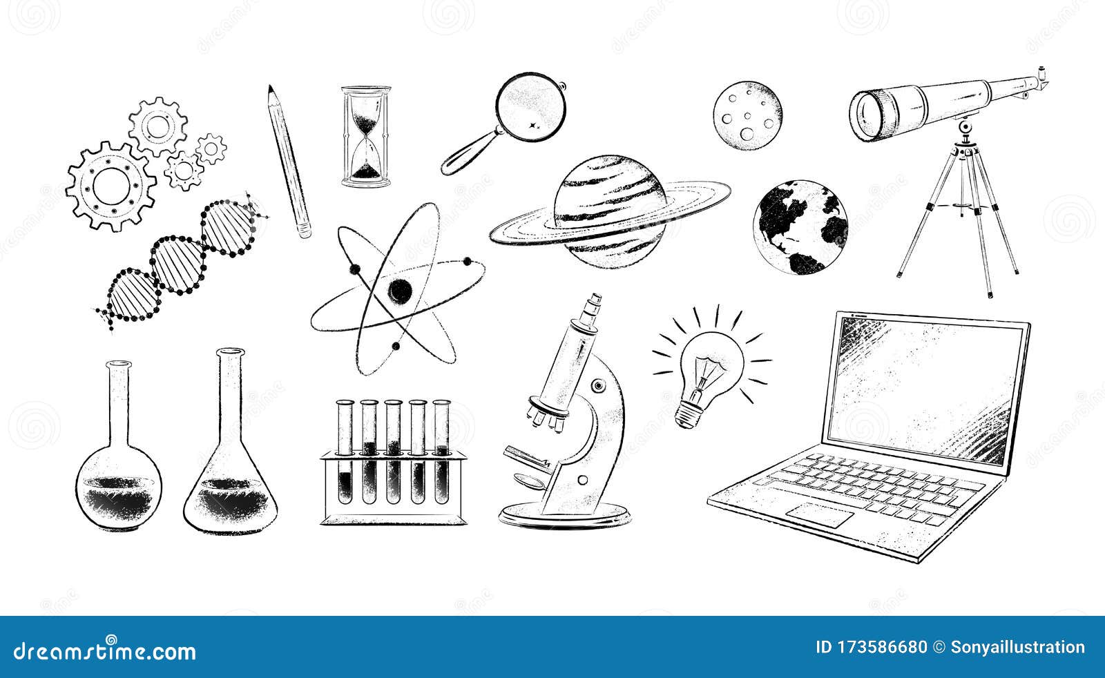 Vector Set of Science Illustrations Stock Vector - Illustration of ...