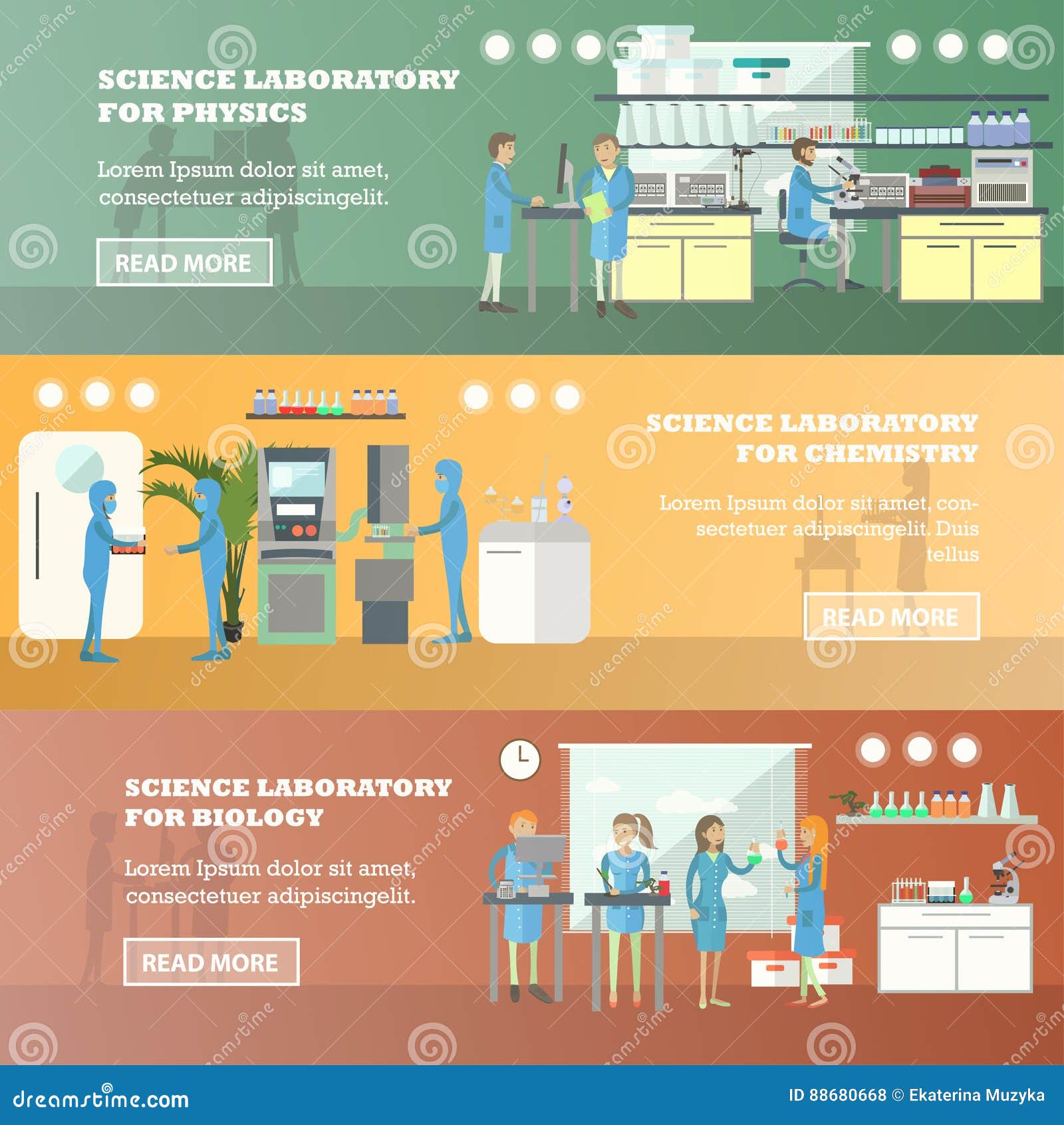 Vector Set of Scientific Research Laboratory Horizontal Flat Banners ...