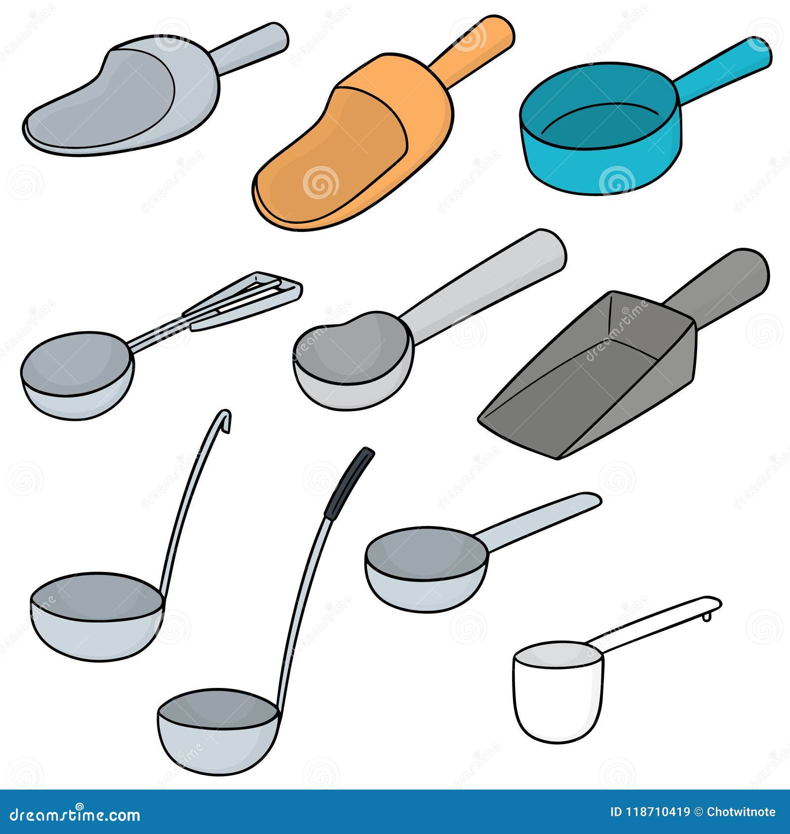 Vector set of scoops stock vector. Illustration of cartoon - 118710419