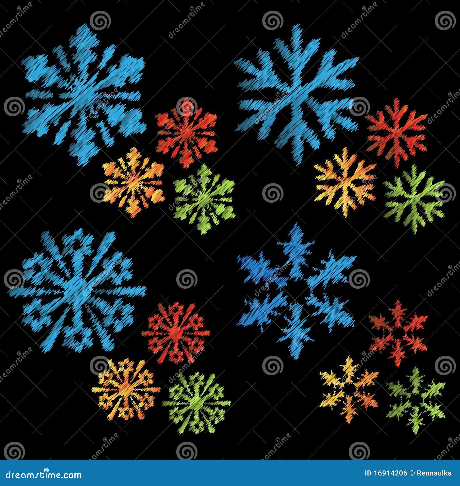 Vector Set of Scratch Snowflake Stock Vector - Illustration of drawing ...