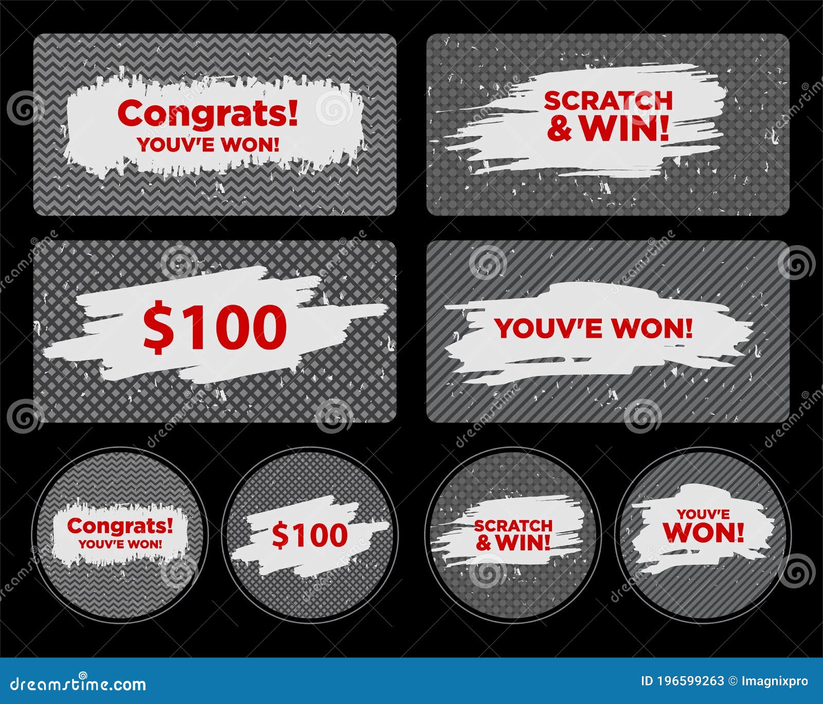 Vector Set of Scratch & Win Card/ Lottery Ticket/ Scratch Torn Marks ...