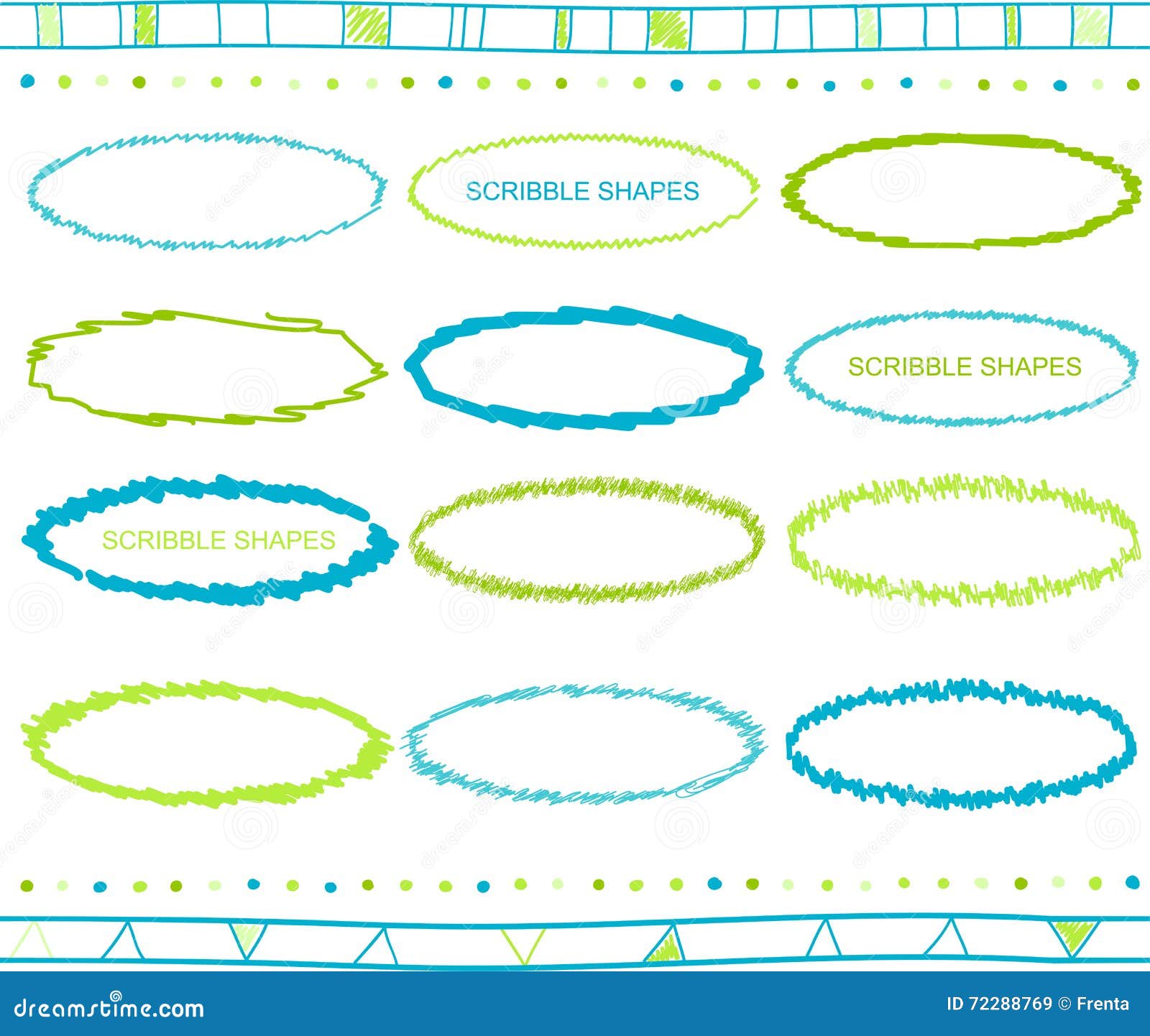 Vector Set of Scribble Elements Stock Vector - Illustration of oval ...