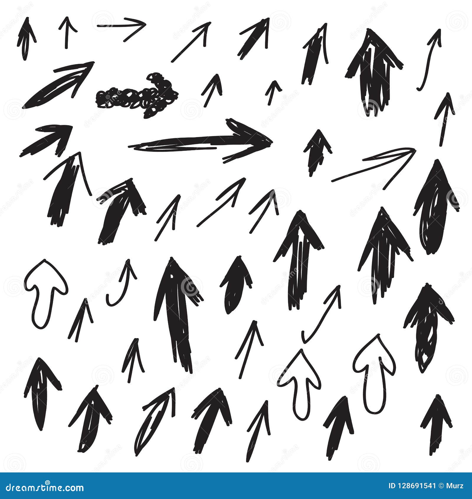 Vector Set of Scribbled Arrows. Collection of Stlylized Arrow Icons ...