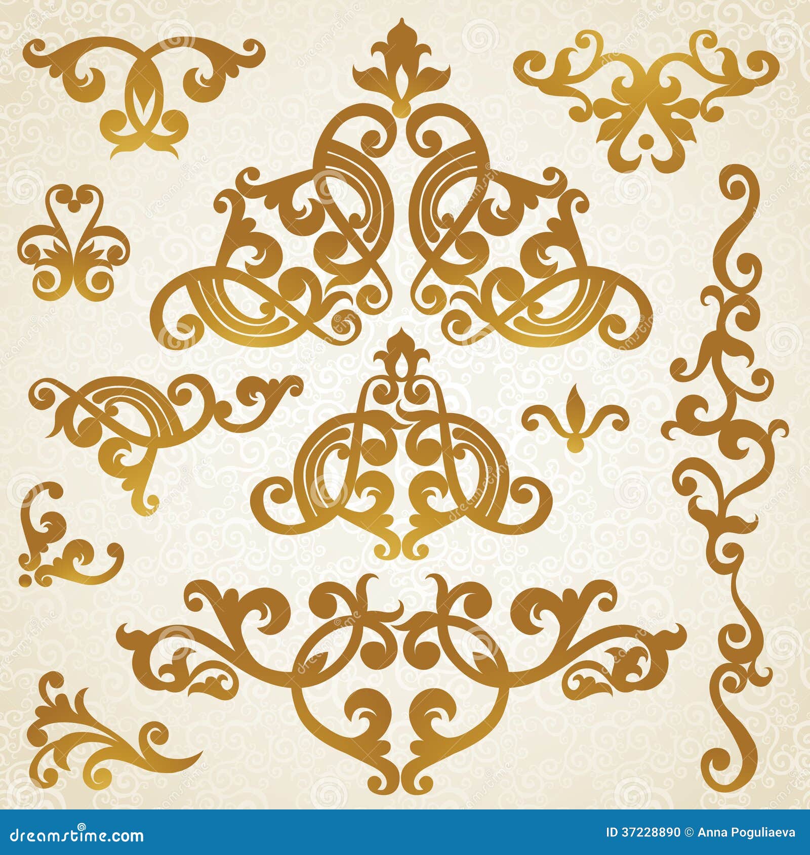 Vector Set of Scrolls and Vignettes in Victorian Style. Stock Vector ...