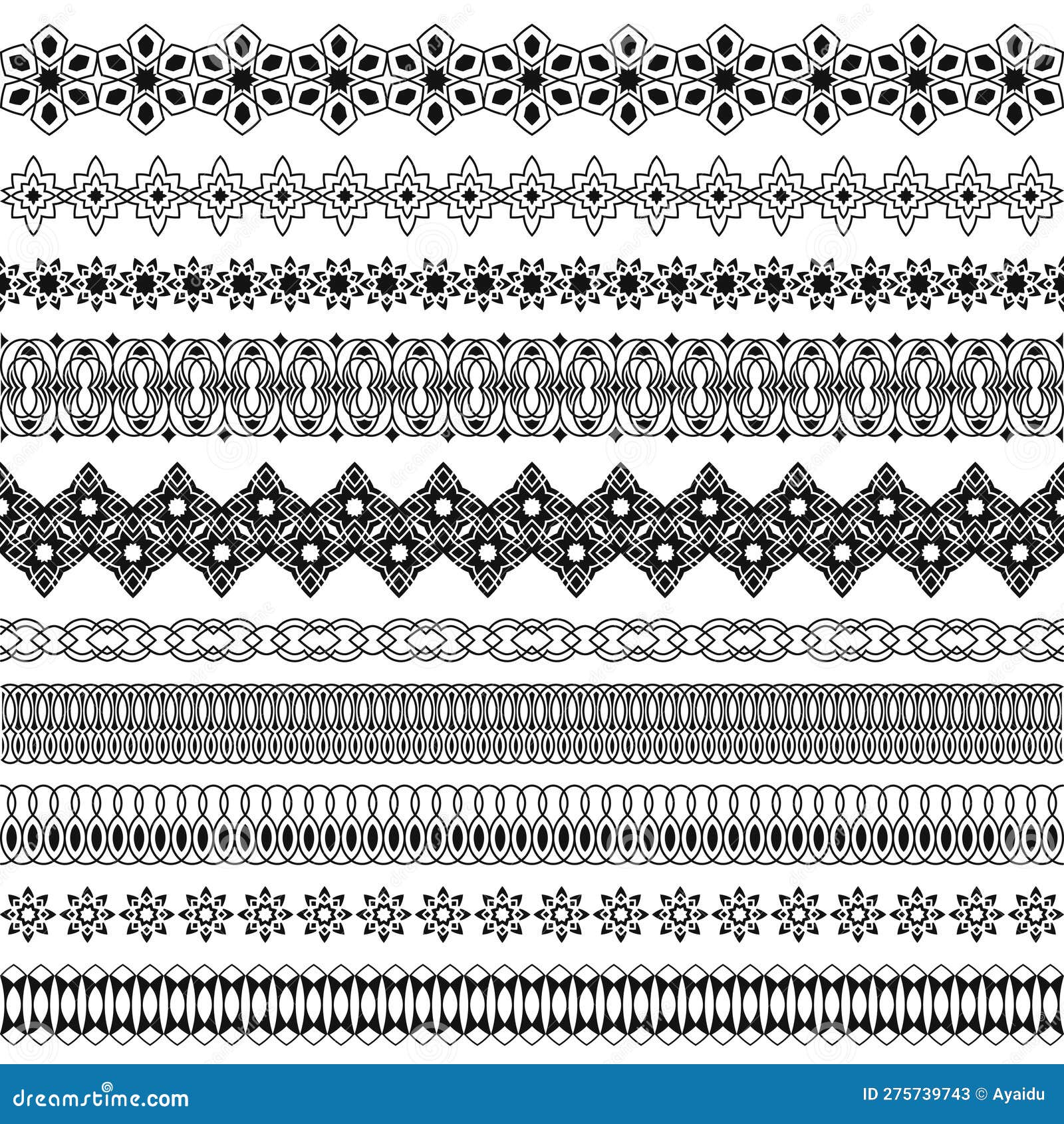 Vector Set of Seamless Brushes with Eastern Ornaments Stock Image ...