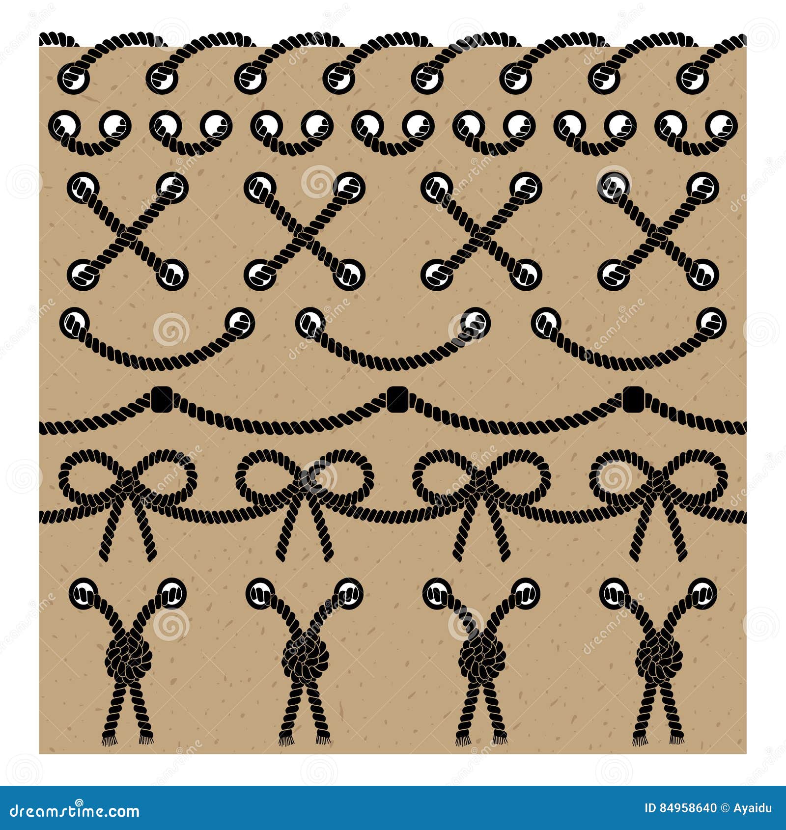 Vector Set Seamless Brushes Of The Twisted Wire Rope Design Frames And ...