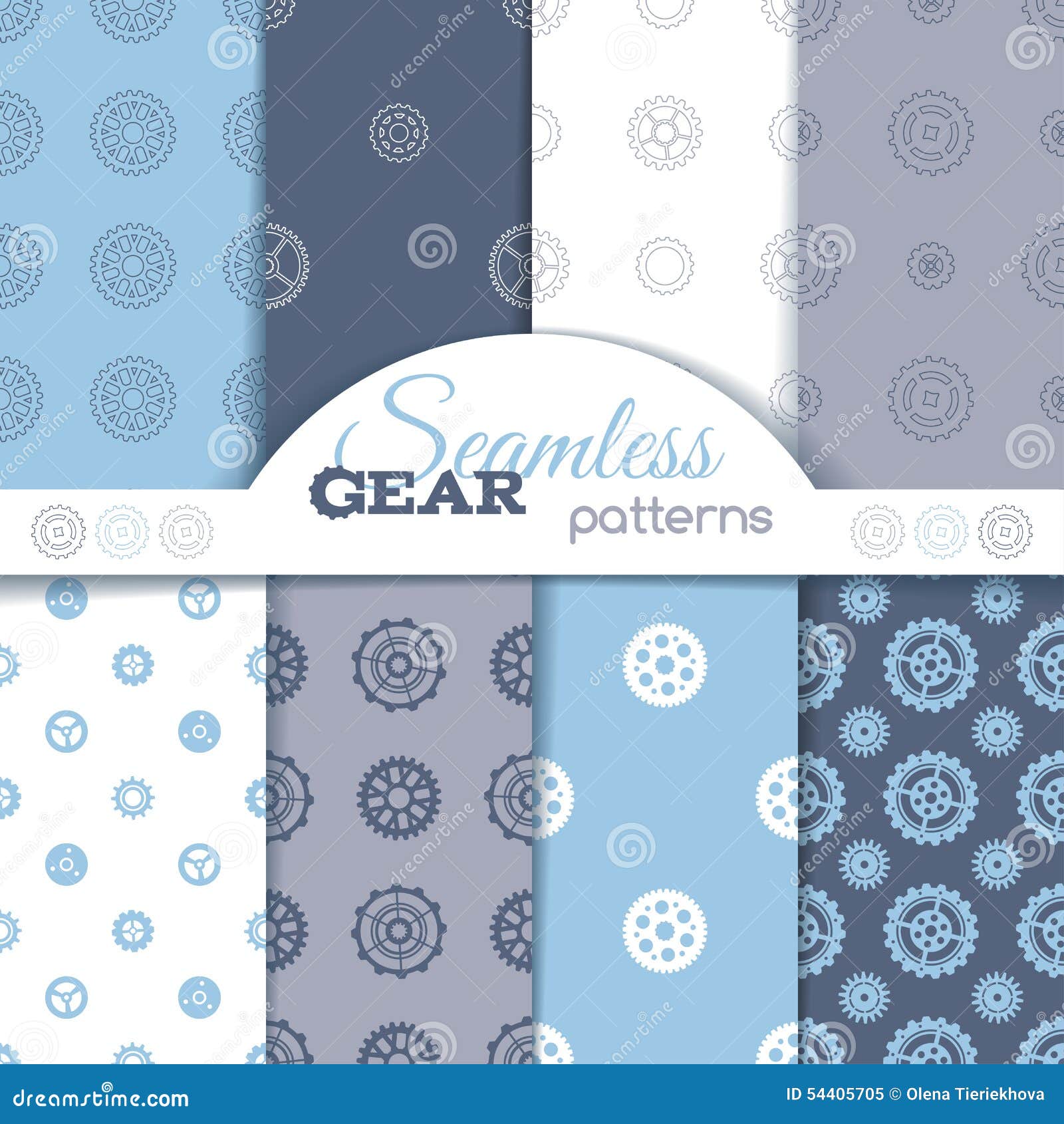 Vector Set of Seamless Gear Patterns. Stock Vector - Illustration of ...
