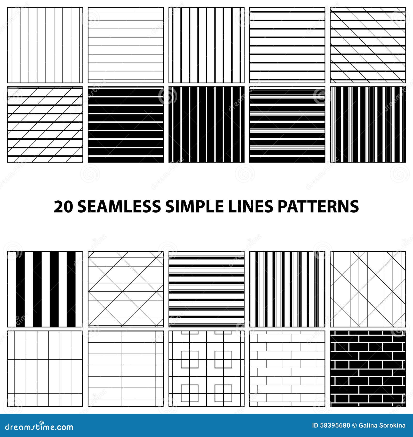 Vector Set of Seamless Lines Patterns Stock Vector - Illustration of ...