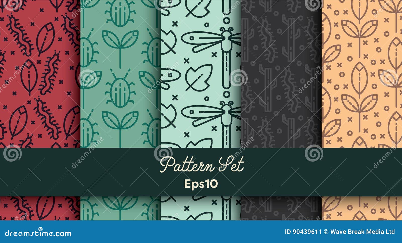 Vector Set of Seamless Natural Patterns Stock Vector - Illustration of ...