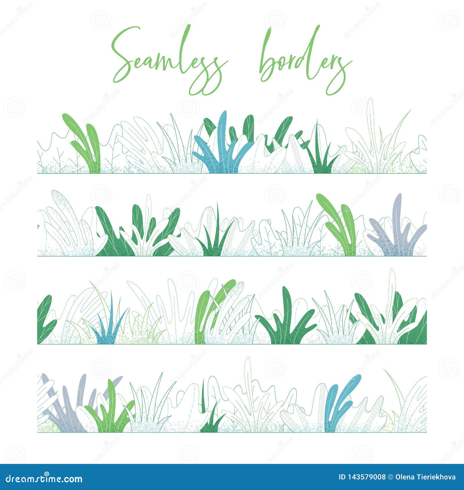 Vector Set of Seamless Nature Borders Stock Vector - Illustration of ...