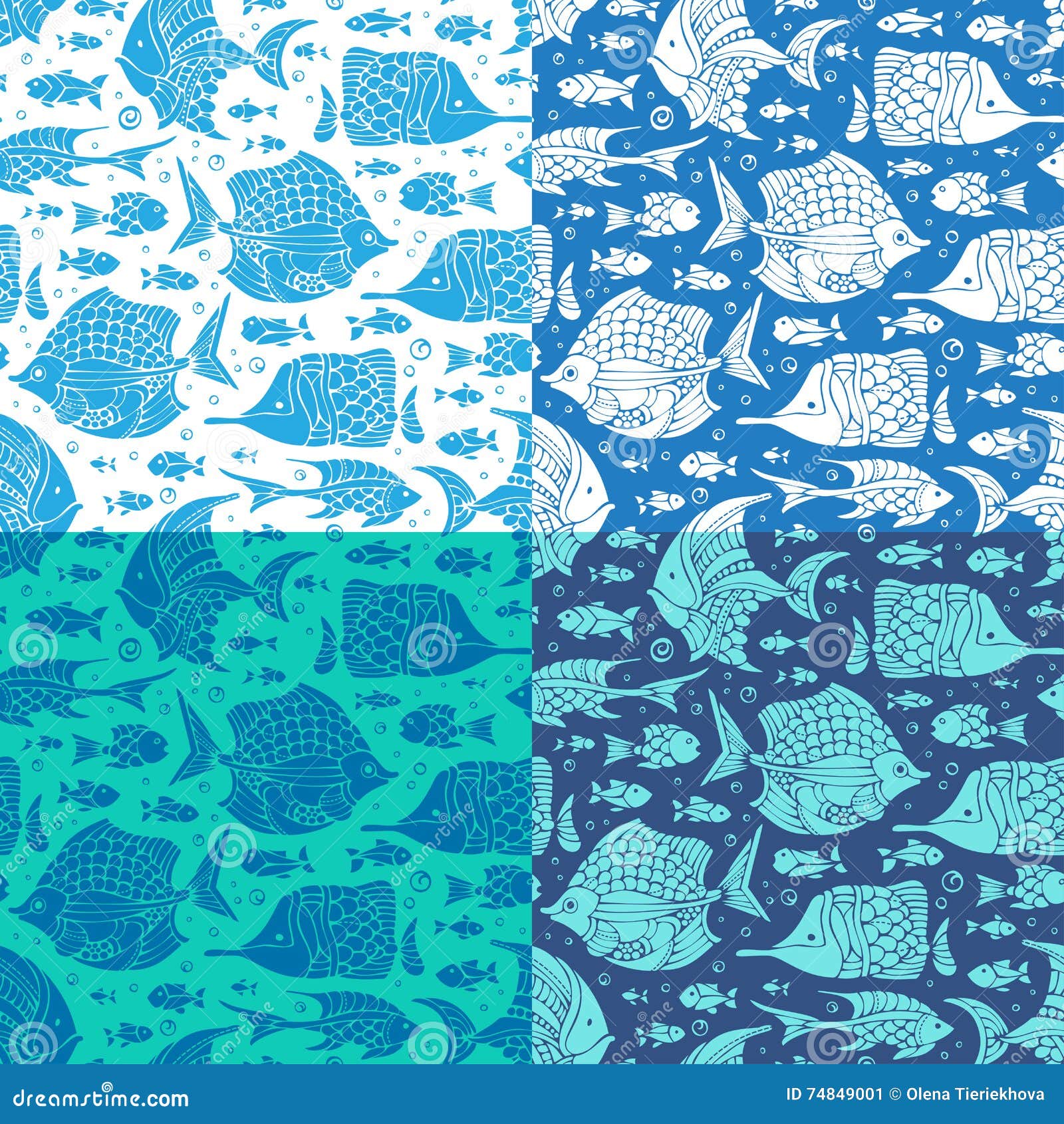 Ocean Patterns With Sperm Whale / Cachalot On White Background. Cartoon ...