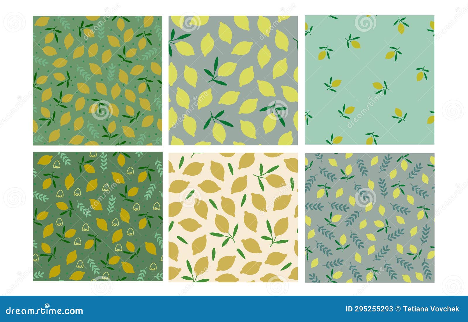 Vector Set of Seamless Patterns with Lemons, Kitchen Food Pattern in ...