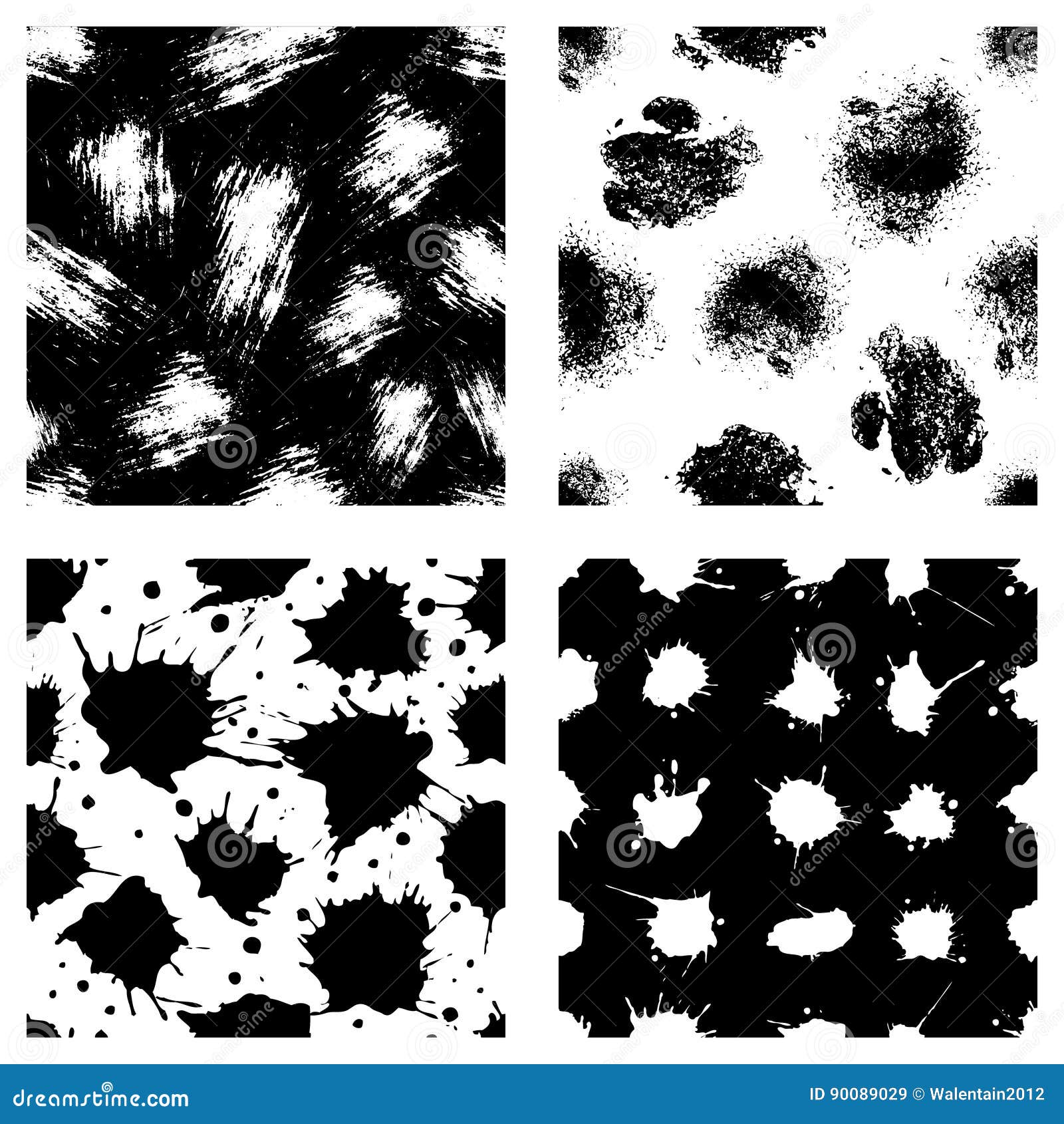 Vector Set of Seamless Patterns, Tiles with Inc Splash, Blots, Smudge ...