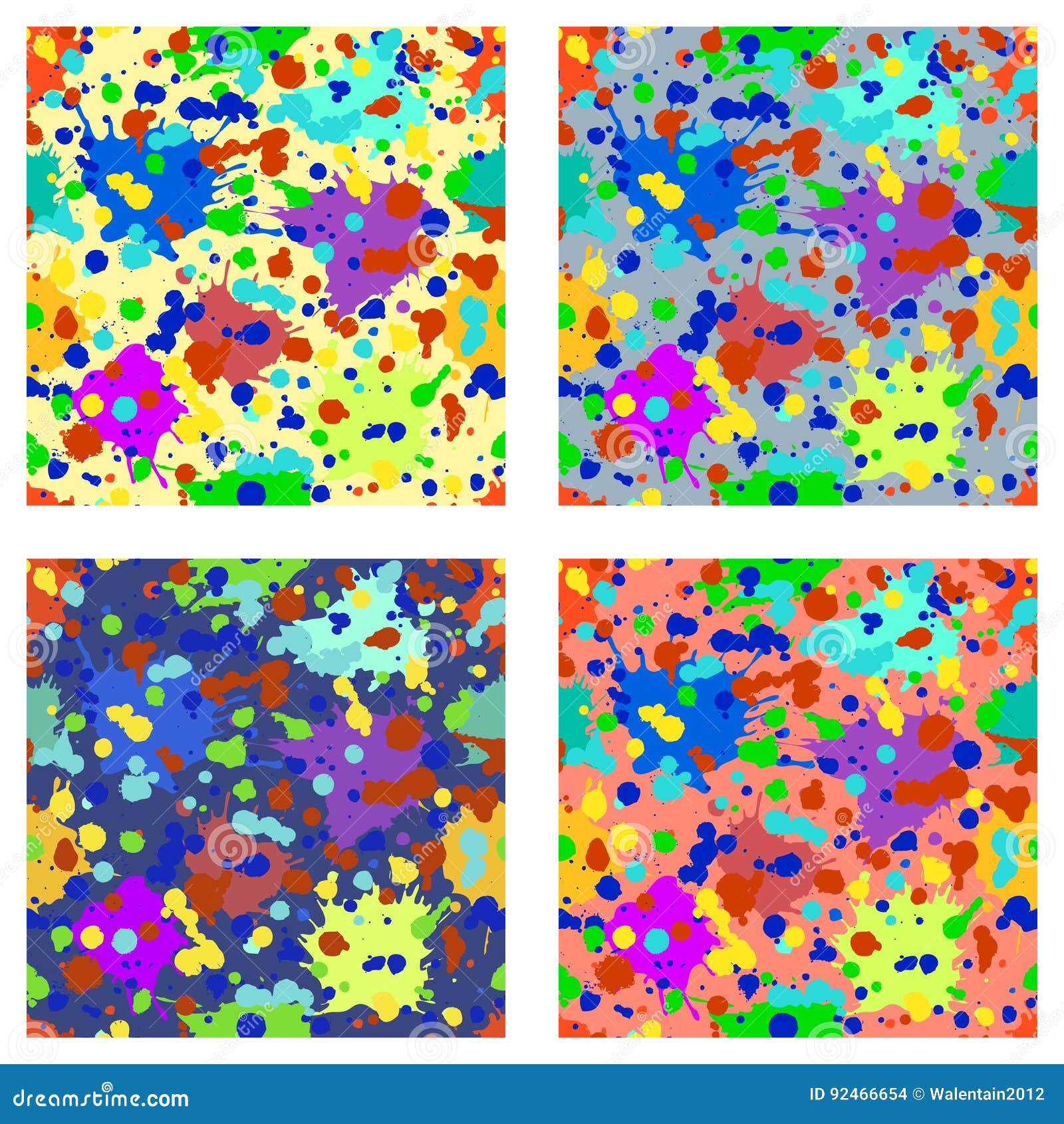 Vector Set of Seamless Patterns, Tiles with Inc Splash, Blots, Smudge ...