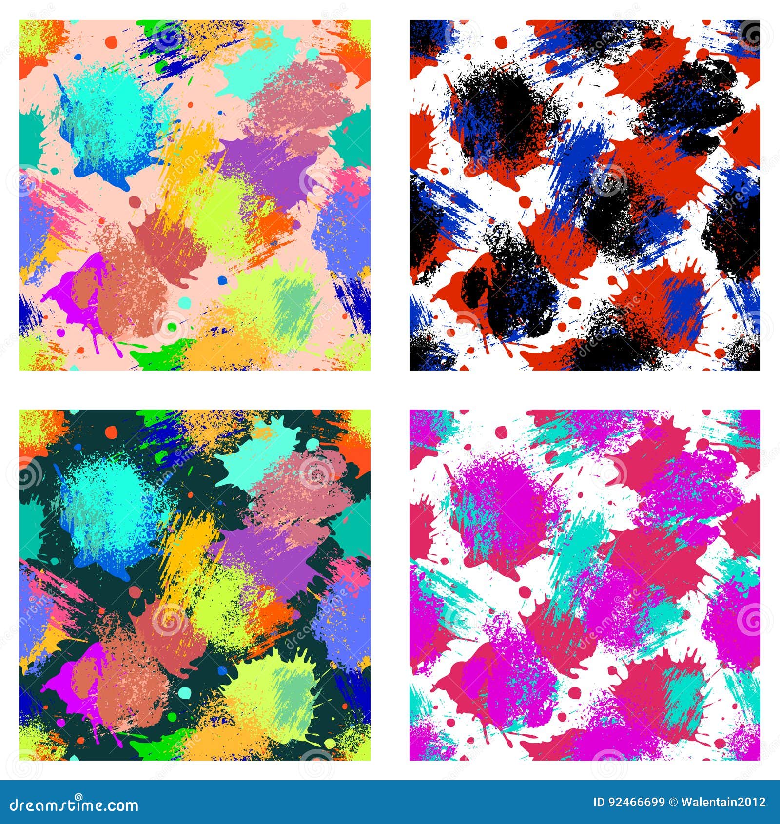 Vector Set of Seamless Patterns, Tiles with Inc Splash, Blots, Smudge ...