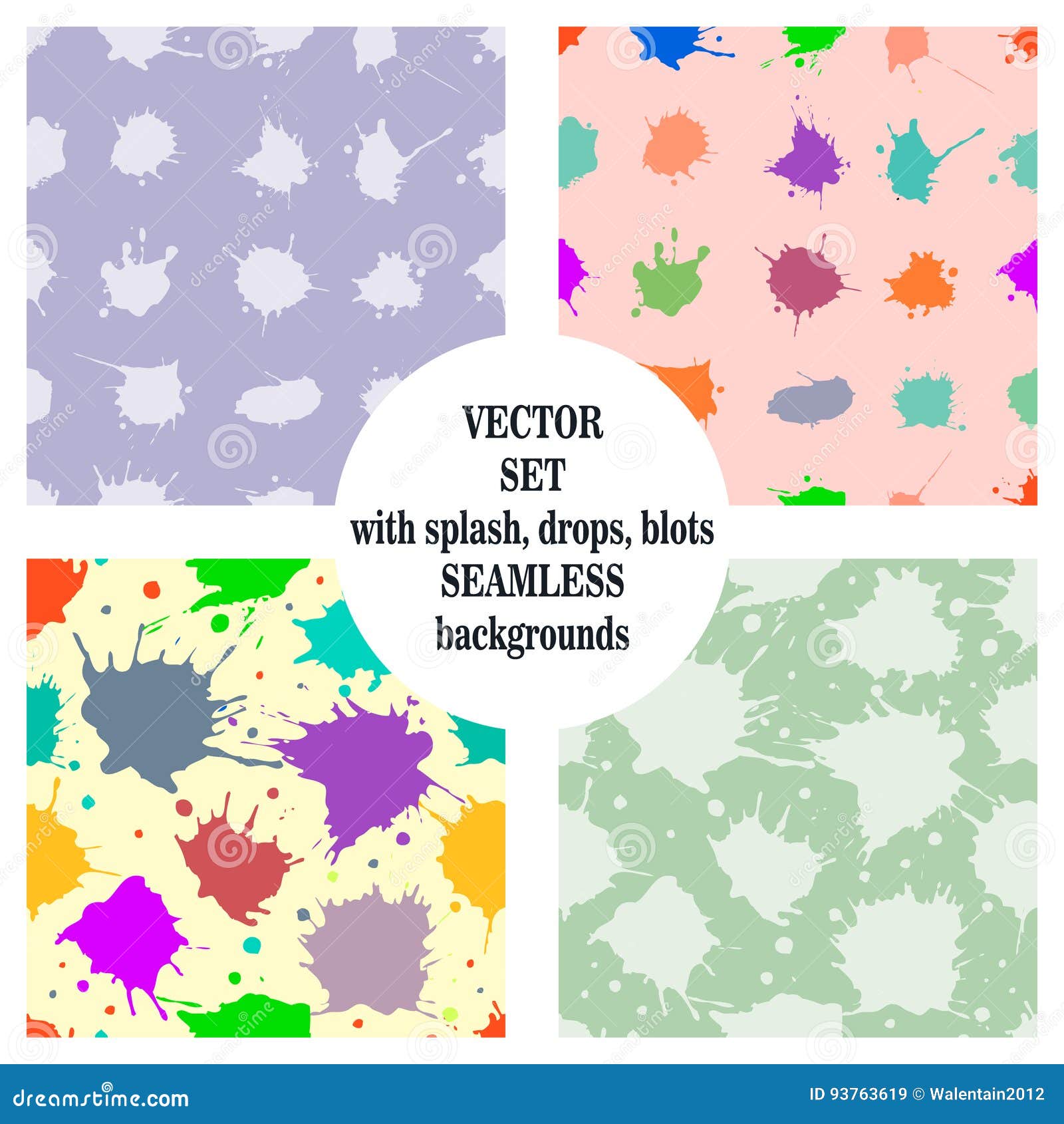 Vector Set of Seamless Patterns, Tiles with Inc Splash, Blots, Smudge ...